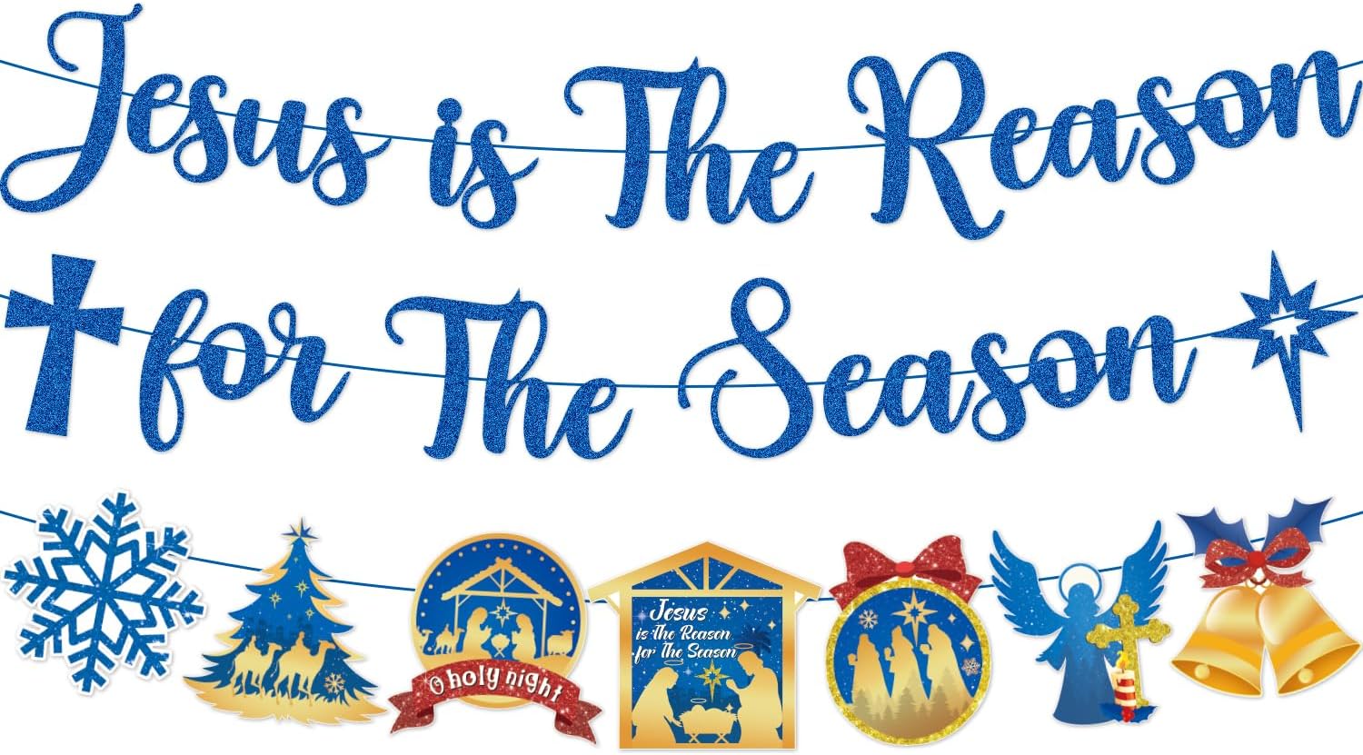 Amazon.com: NO-DIY Jesus Is The Reason for The Season Banner, Jesus ...