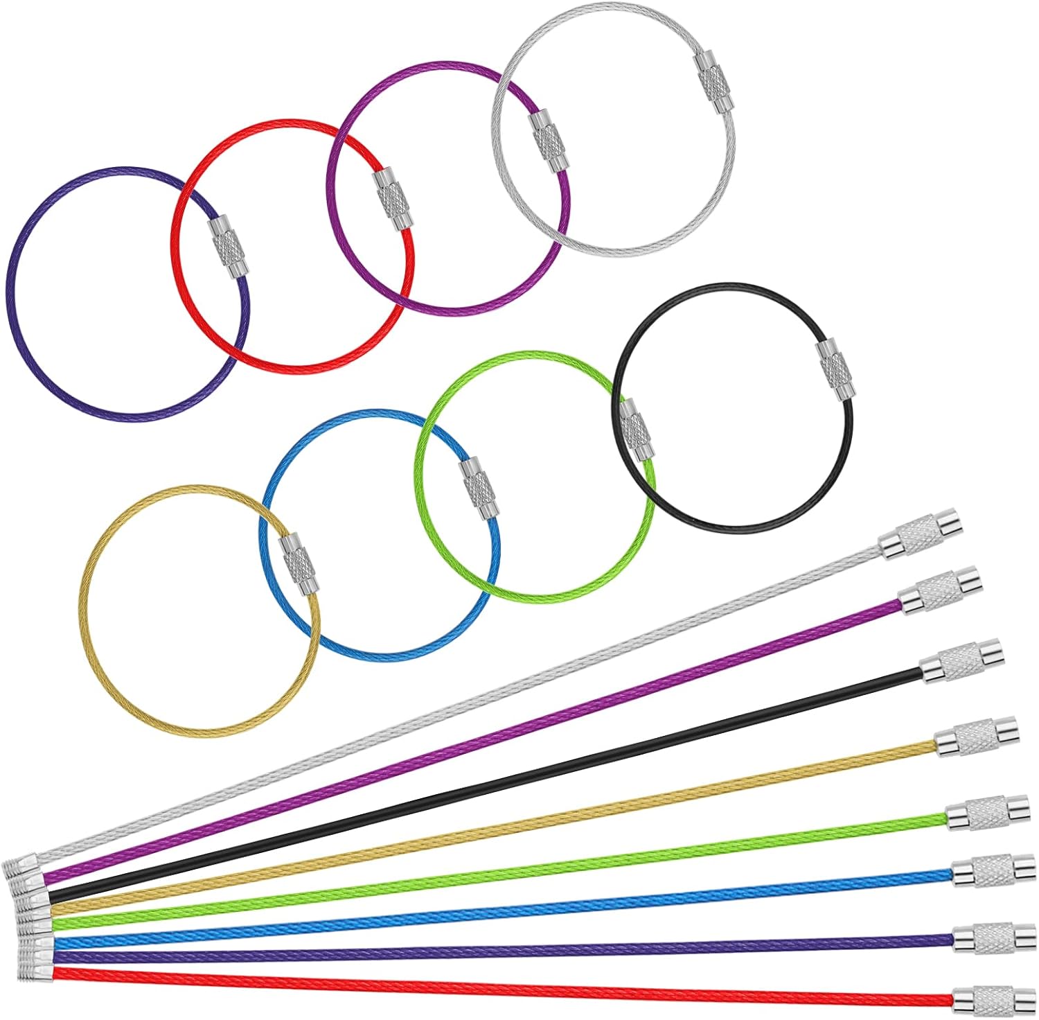 Prasacco 16 Pieces Key Rings for Keychains, 5.9 Inches Stainless Steel ...