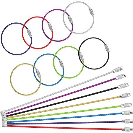 AKORD 10pcs Stainless Steel Wire Keychain Cable Keyring Twist Barrel ...