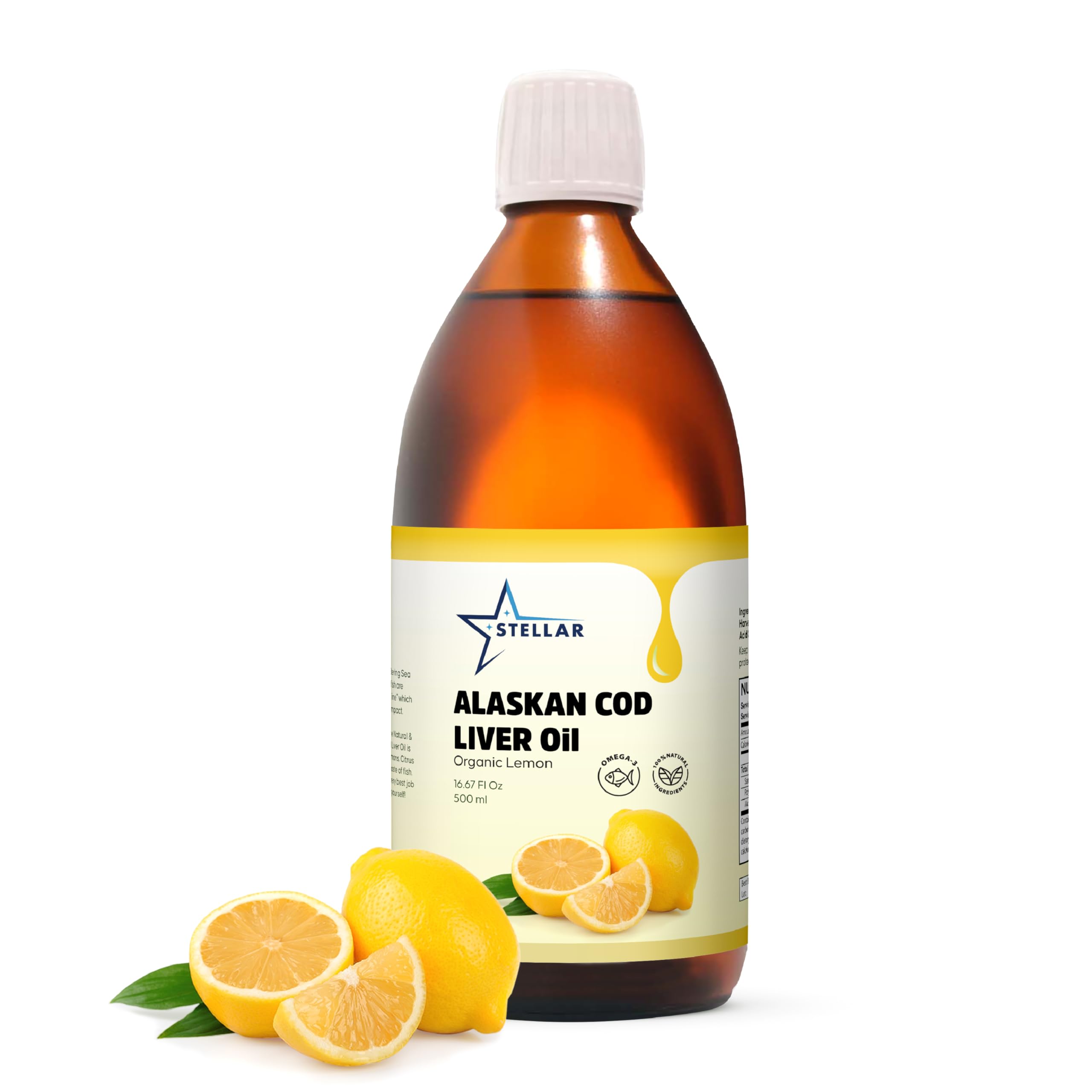 Amazon.com: Stellar Alaskan Cod Liver Oil - Organic Lemon, 16.67 oz ...