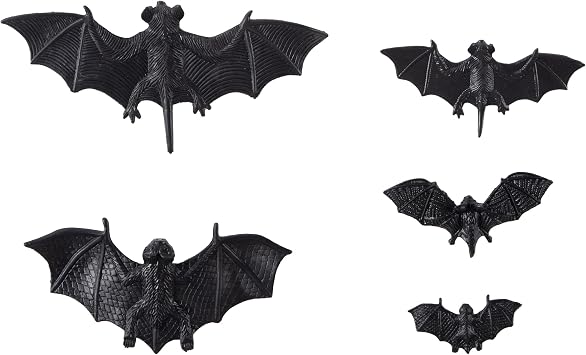 WIFUN 5 Pcs Black Plastic Bat, Plastic Realistic Bats Fake Bats Scary ...