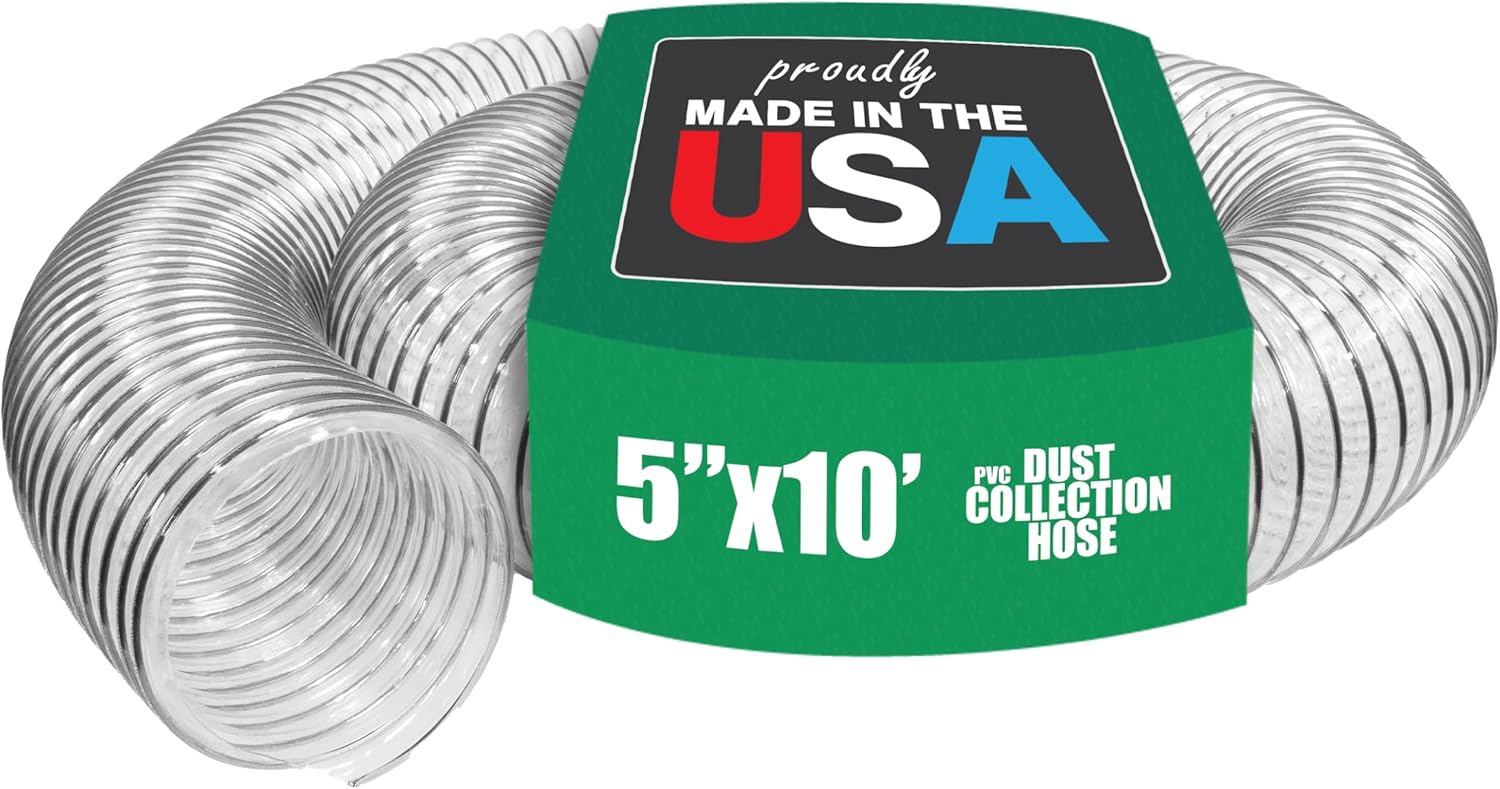 5" x 10' Ultra-Flex Clear PVC Dust Collection Hose, Puncture Resistant ...