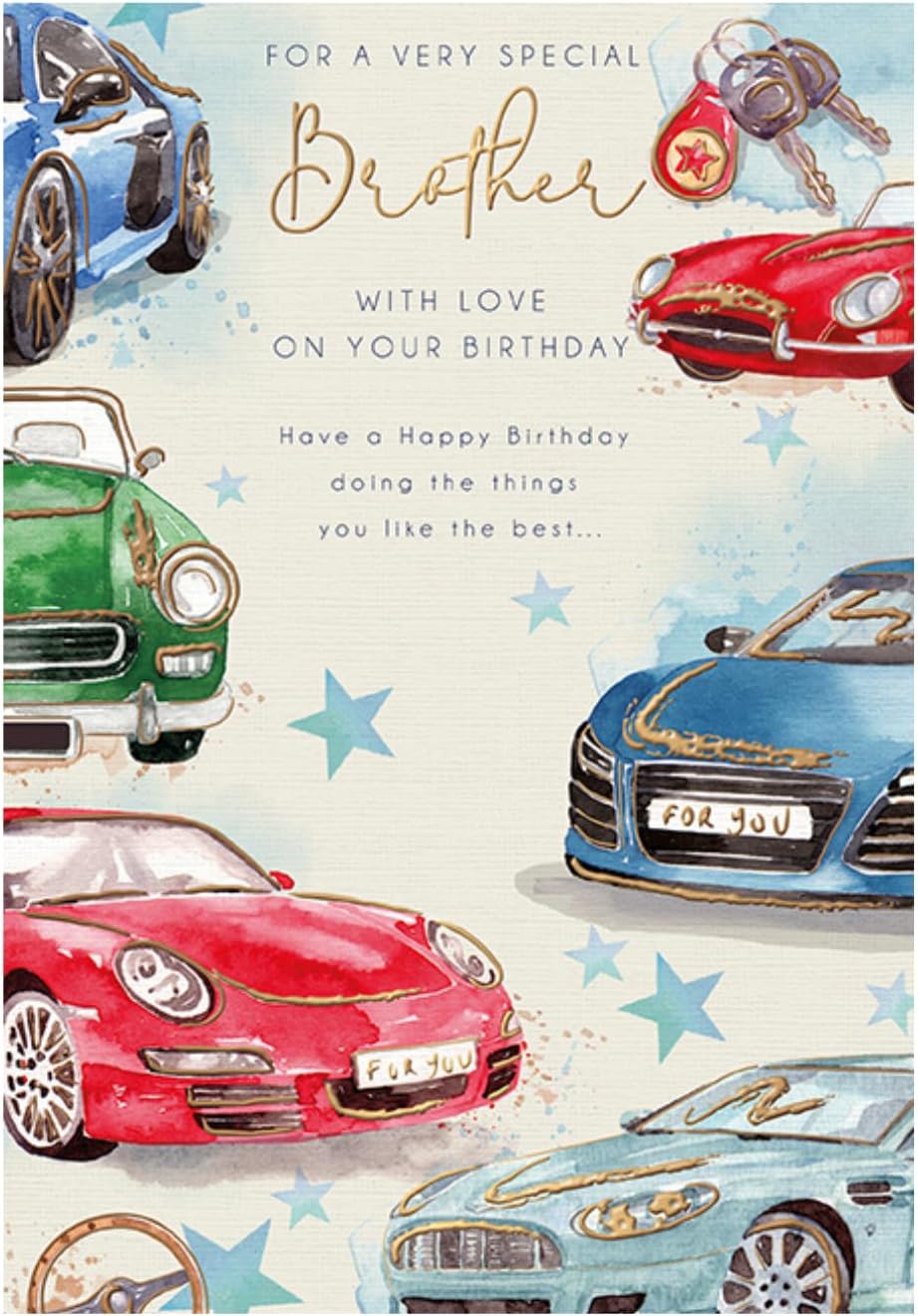Noel Tatt Brother-in-Law Birthday Card - Balloons, Stars and Graphic ...