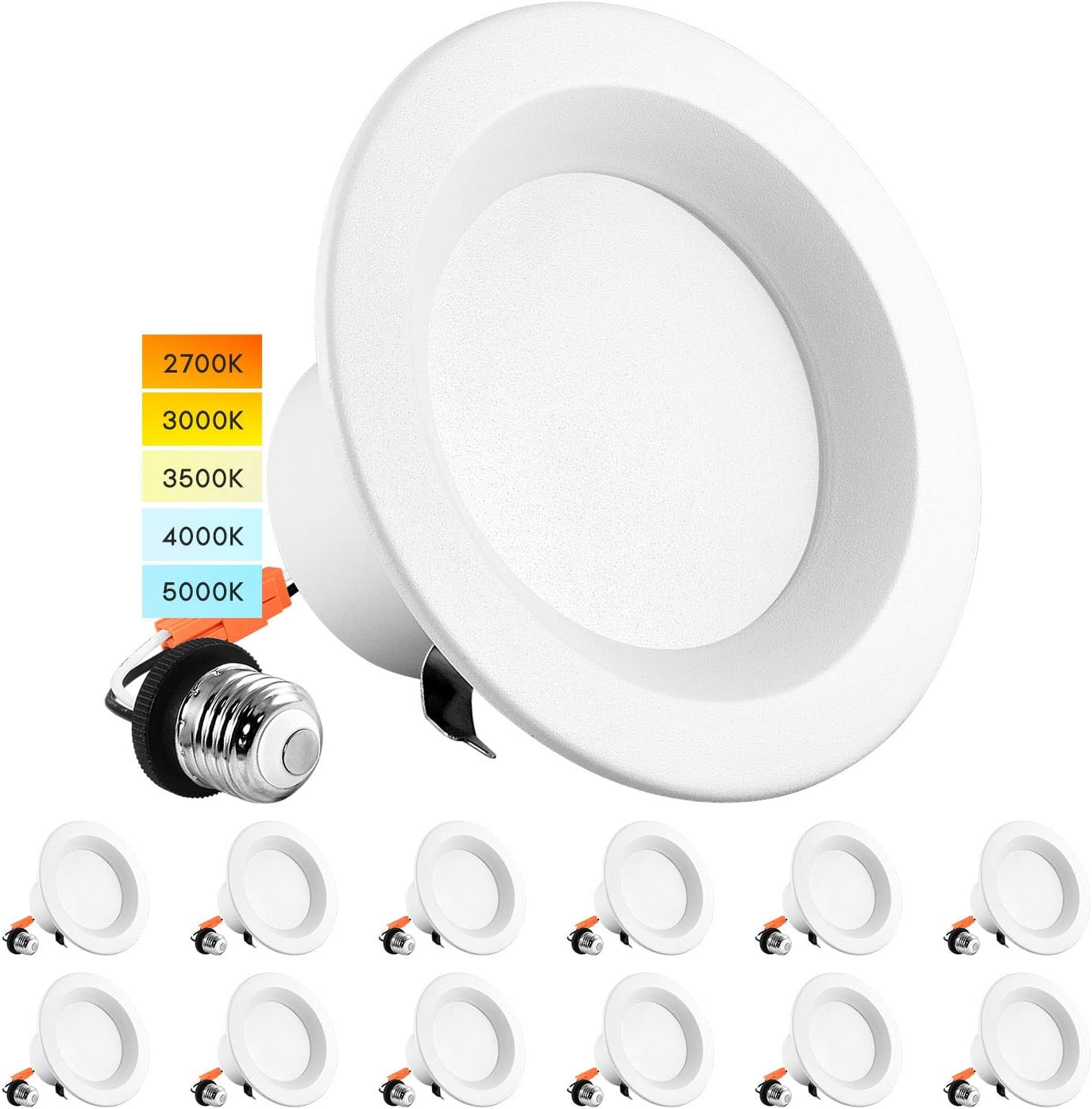 LEDONE 4 Inch LED Can Lights Retrofit Recessed Lighting, E26 Dimmable ...