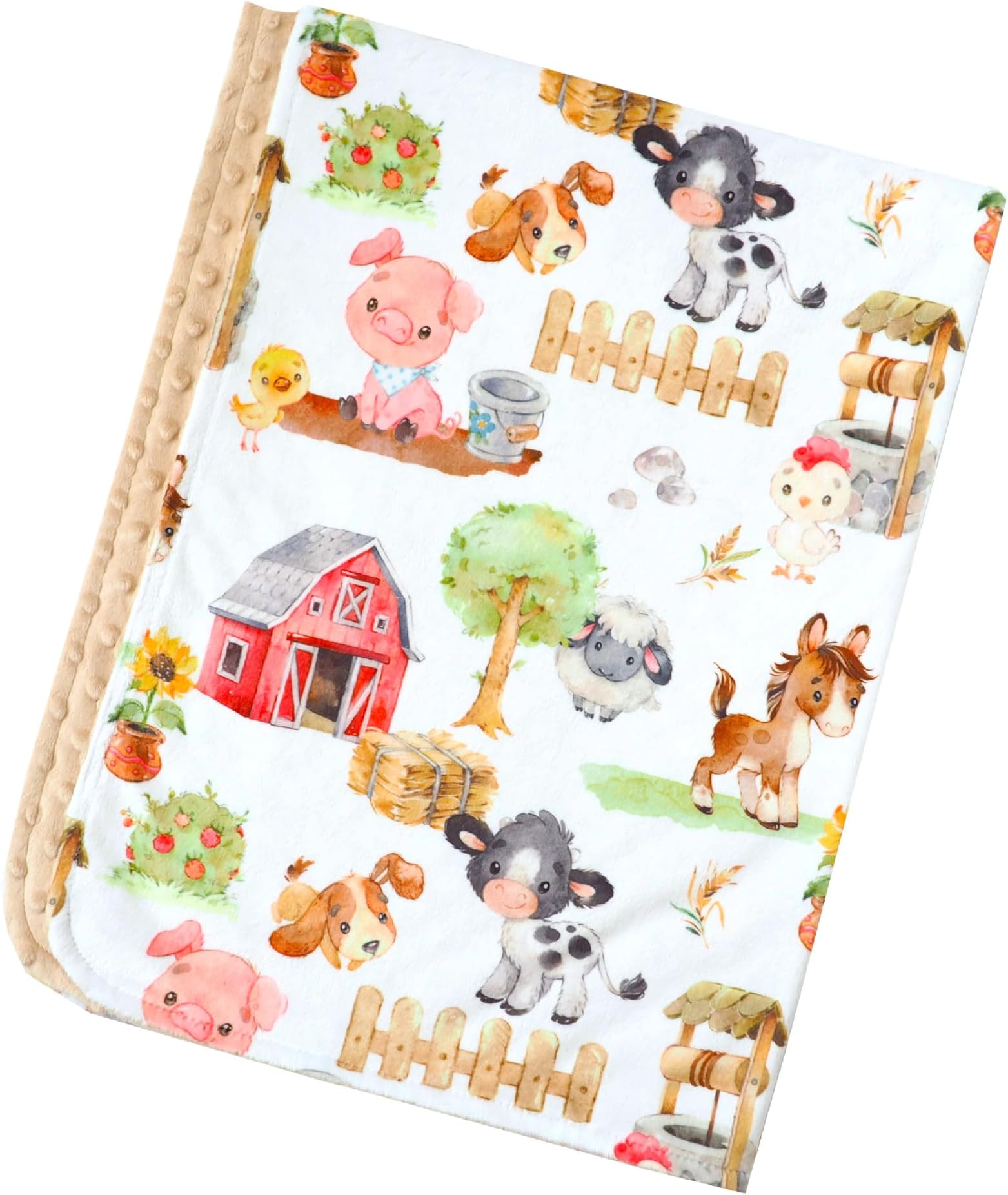 Amazon.com: Farm Animals Barn Baby Blanket for Boys Girls, Farm Themed ...