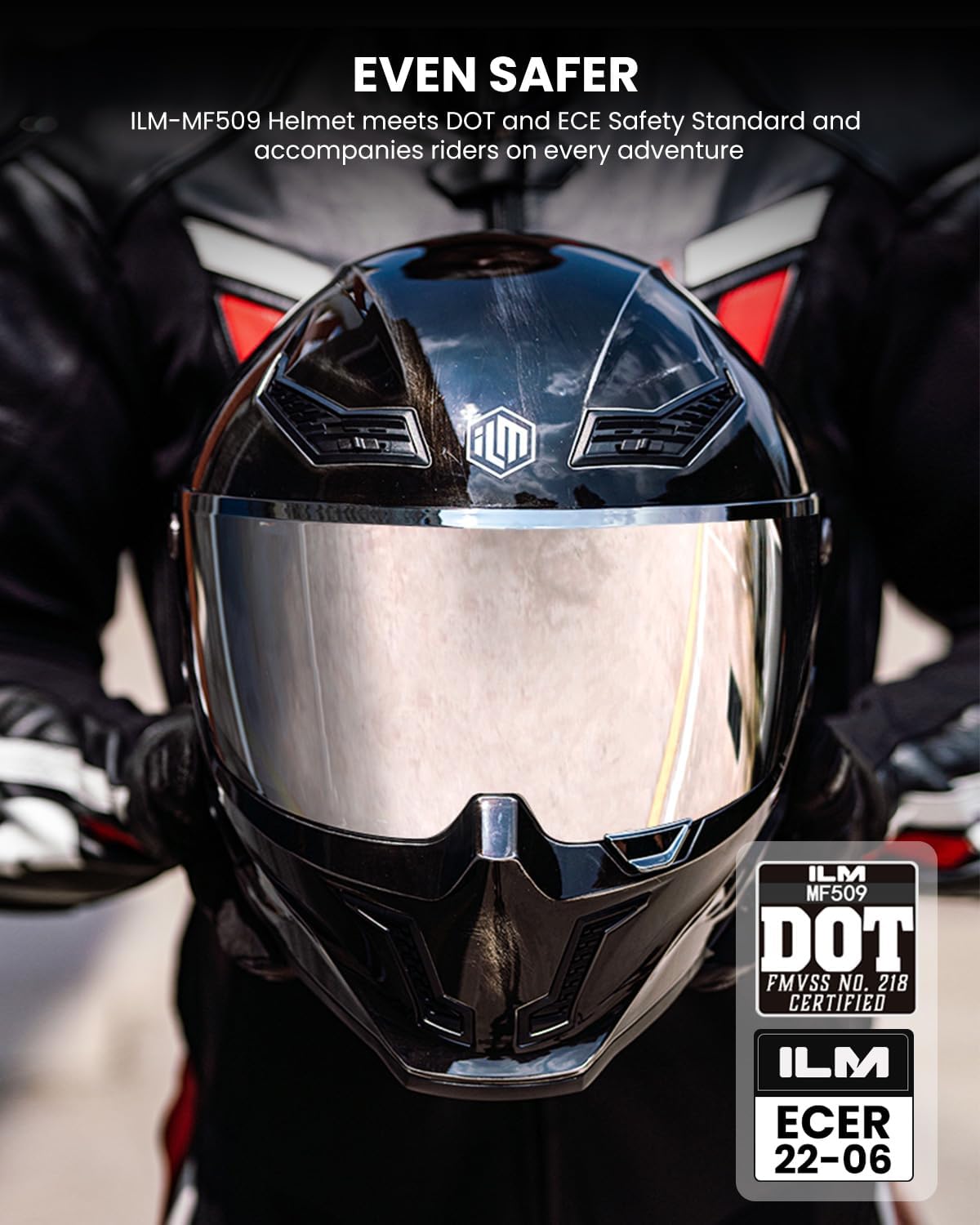 ILM Motorcycle Helmets for Adult Men Women Full Face DOT ECE ...