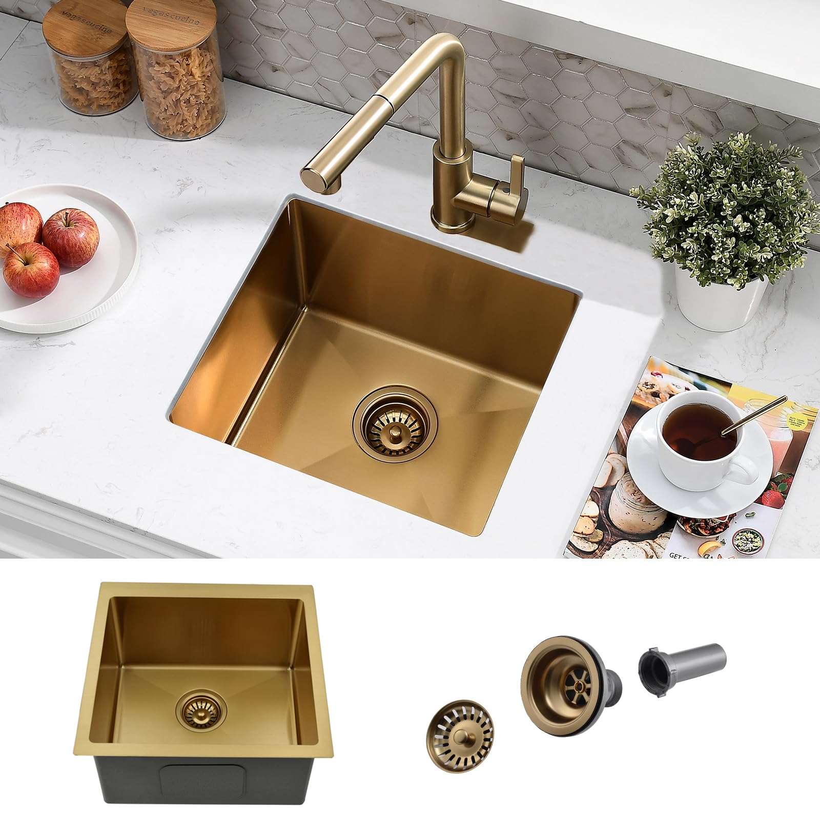 15 Inch Bar Sink Gold Undermount, 15x15 Gold Bar Sink Undermount Small ...