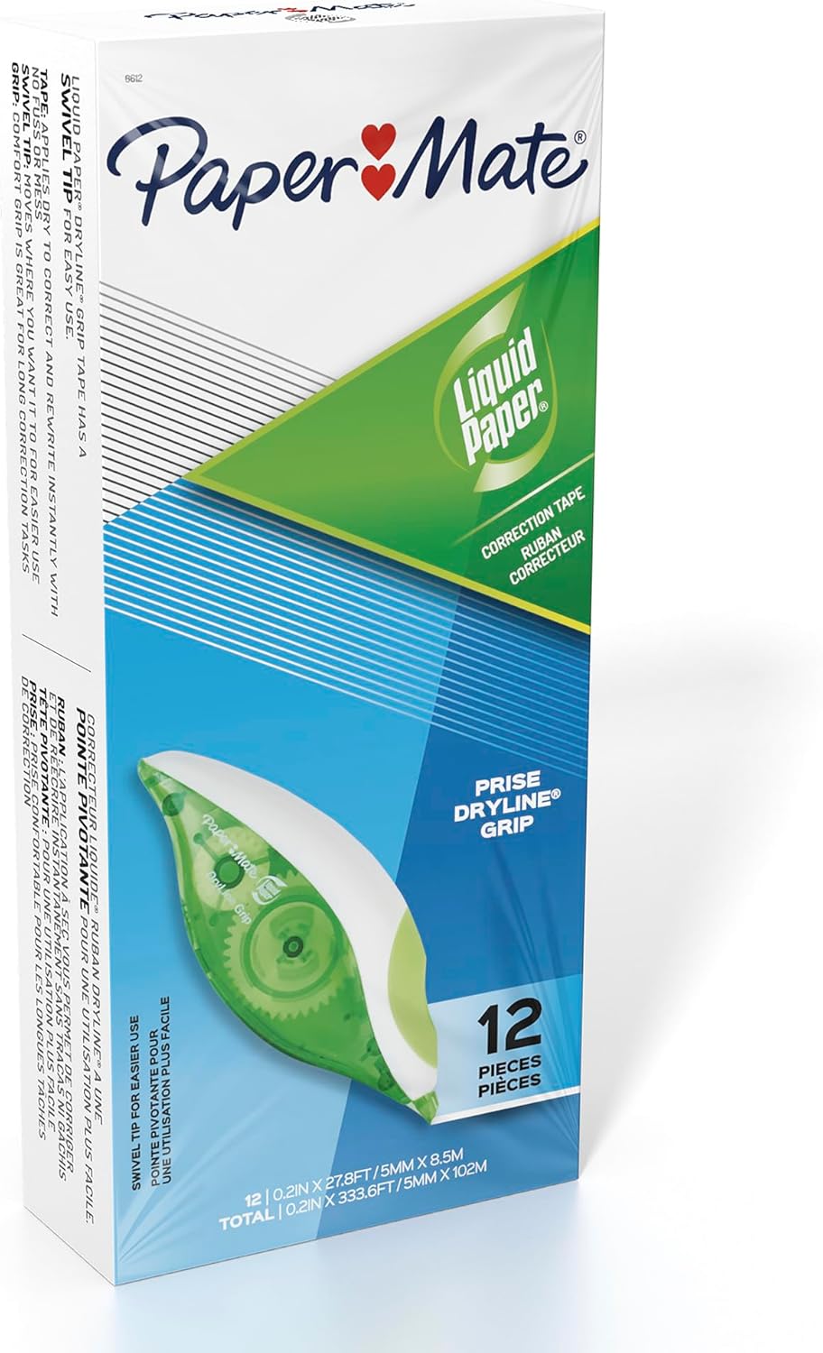 Paper Mate DryLine Grip Correction Tape with Swivel Tip
