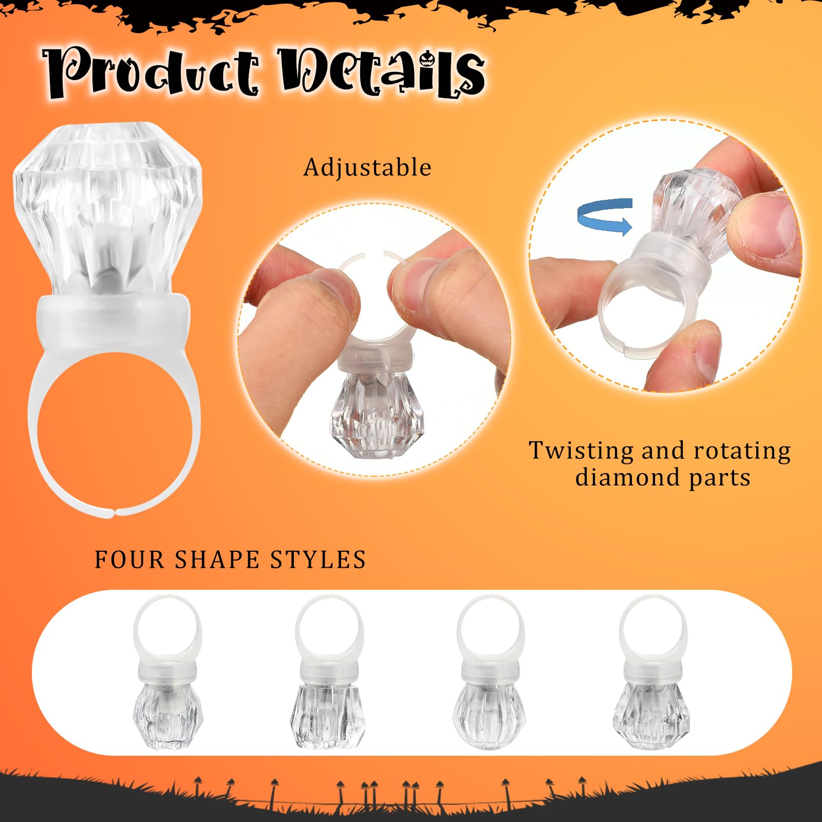 150 Pcs LED Light up Rings Bumpy Jelly Rubber Rings, Glow Ring LED Glow ...