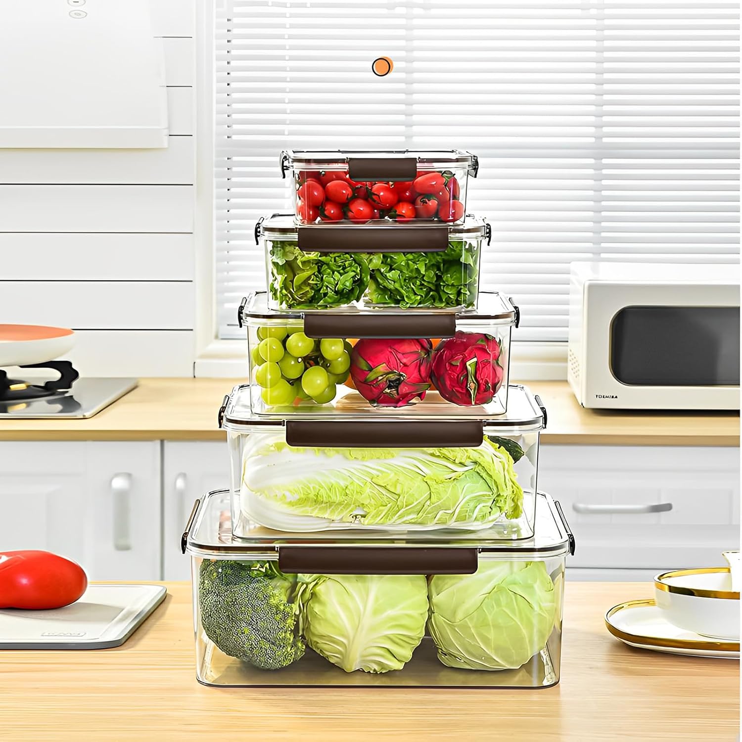 Amazon.com: Food Storage Containers with Lids, 5Packs Total 13.2L ...