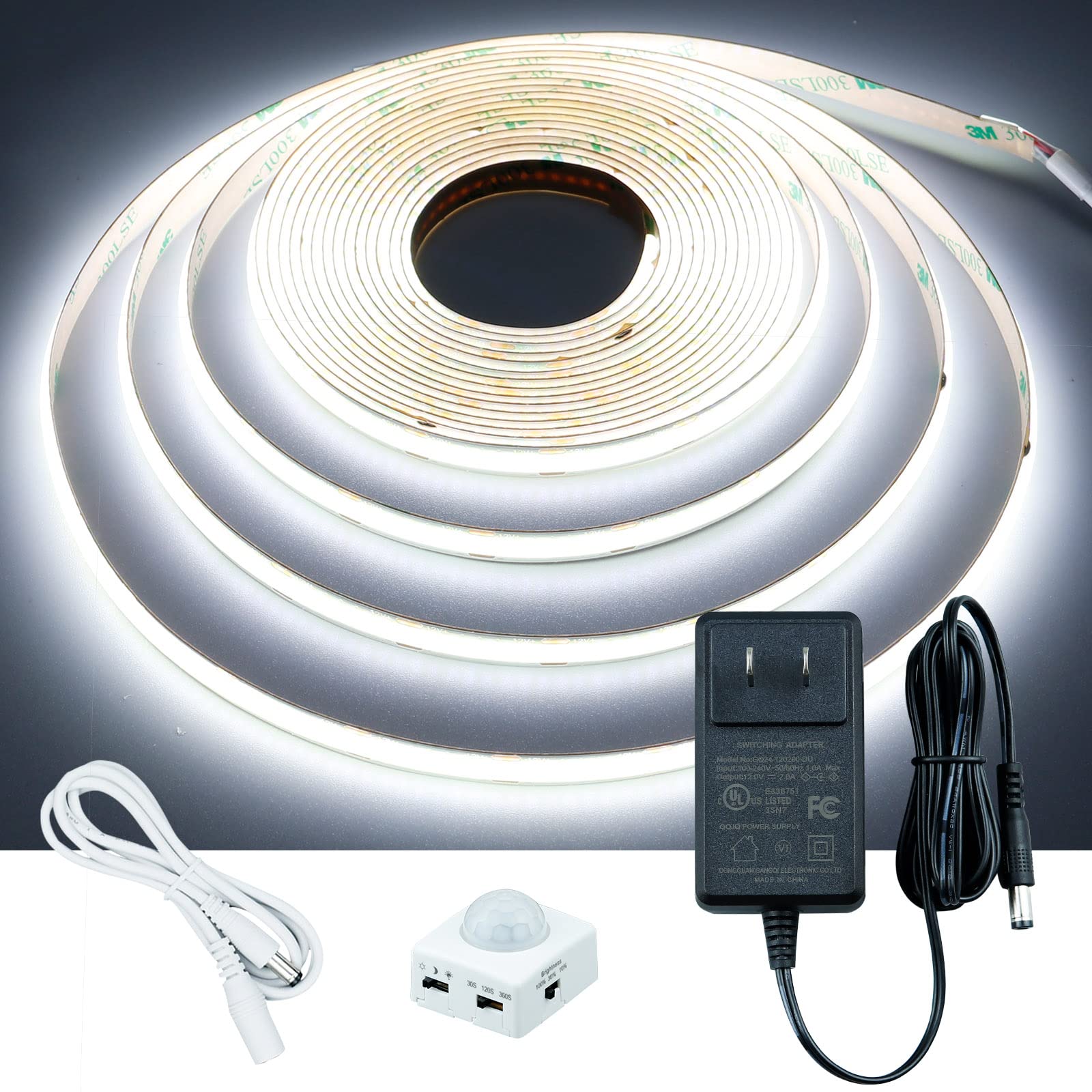 Amazon.com: GOMING Motion Sensor COB LED Light Strip 16.4ft(5M) Cool ...