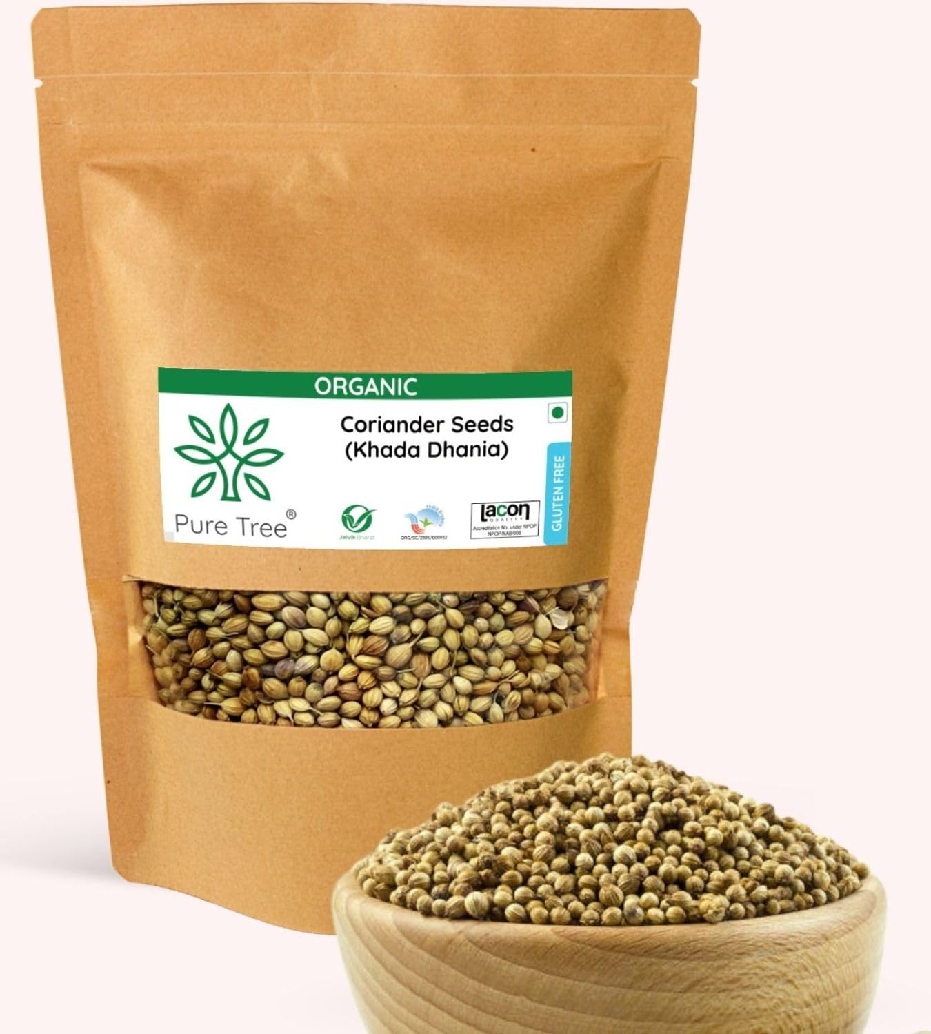 Pure Tree Certified Organic Coriander Seeds | 250 Grams | Dhaniya Seeds ...