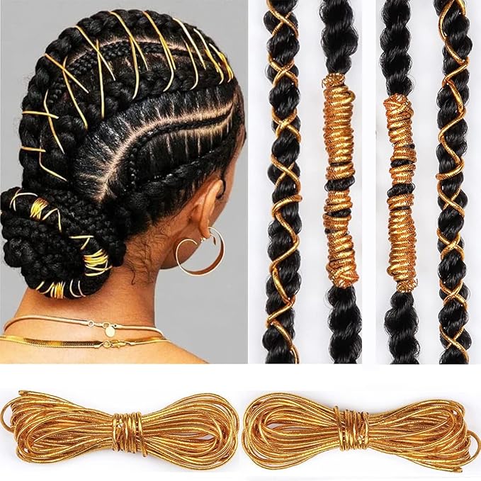 Amazon.com: Gold Dreadlock Braids Hair Accessories, 2 Pieces 5M ...