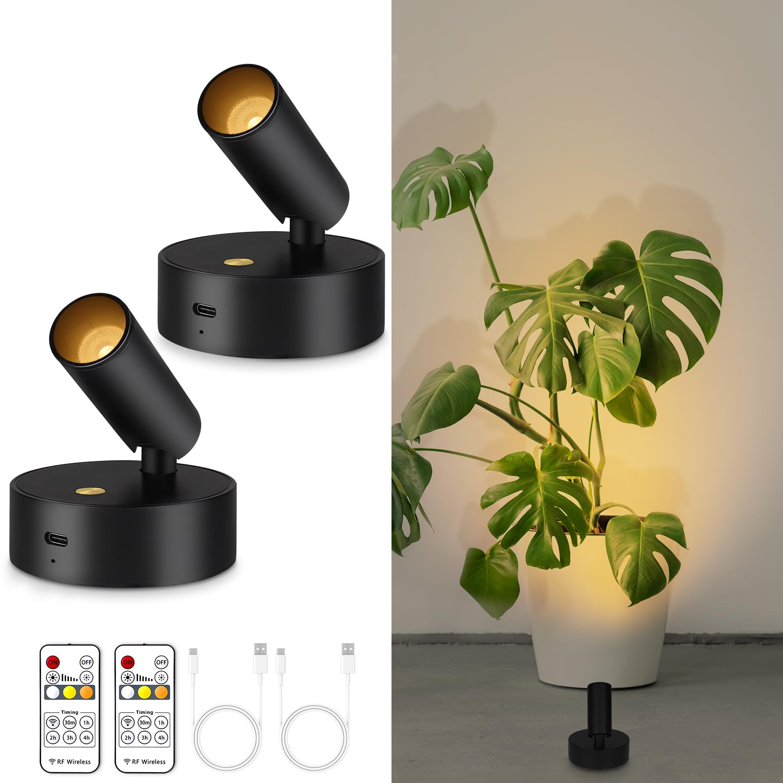 Battery Operated Indoor Plant Spotlight Uplighters URTOM LED Wireless