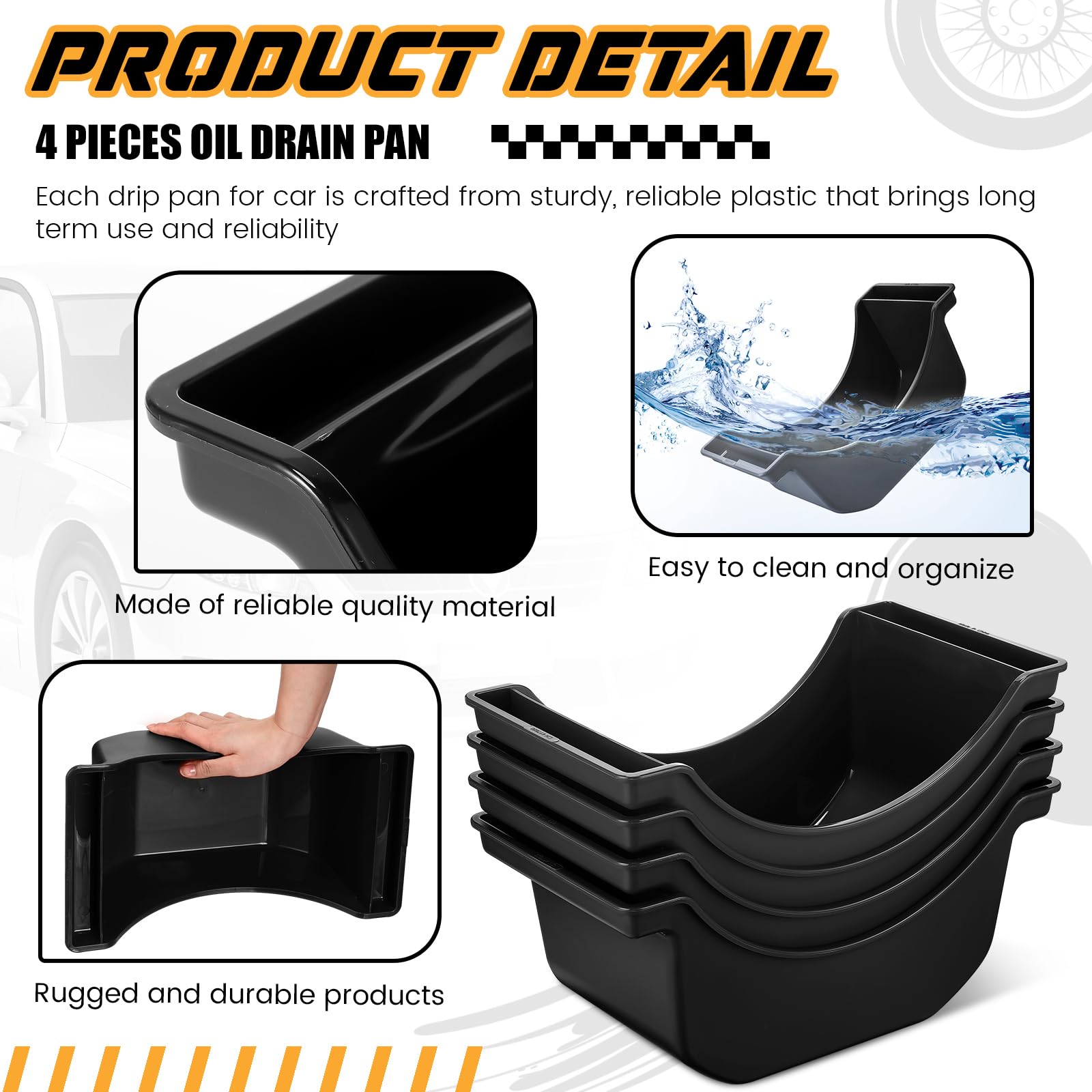 Snapklik.com : Gisafai 4 Pieces Oil Drain Pan For Wheels Plastic Truck ...