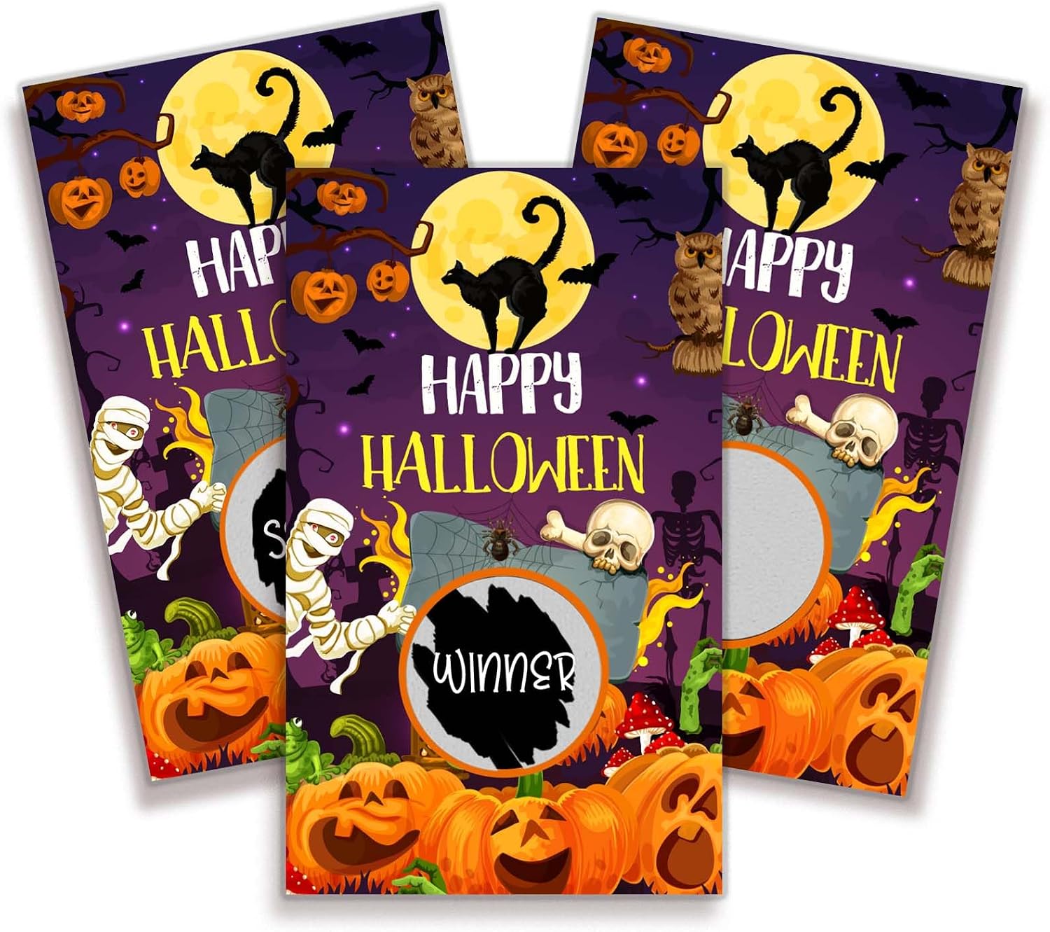 Amazon.com: Fbitey Pumpkin Halloween Scratch Off Cards, 50 Pcs Spooky ...