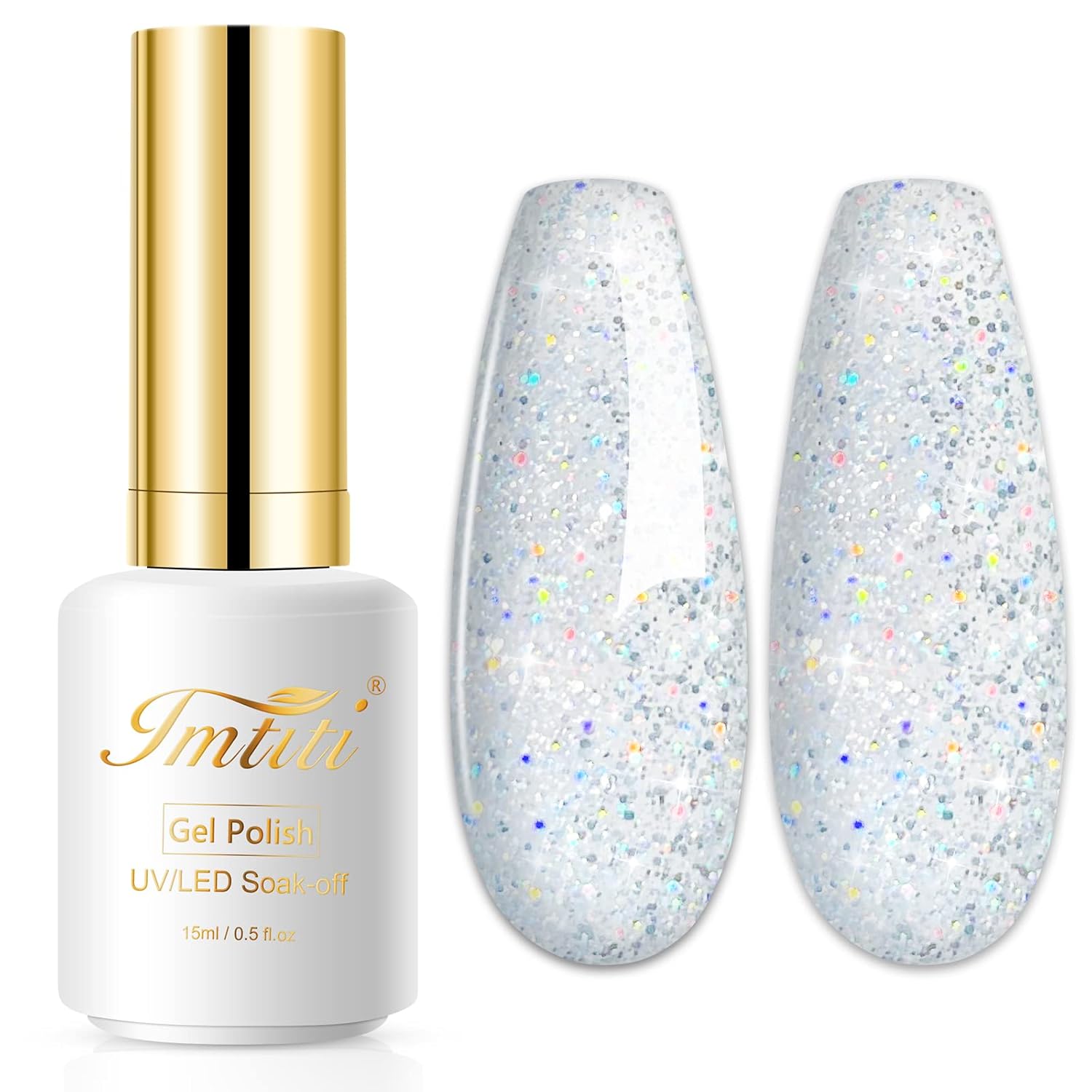 Amazon.com : Imtiti Glitter Gel Nail Polish, 1 Pcs 0.5 Fl Oz Clear ...