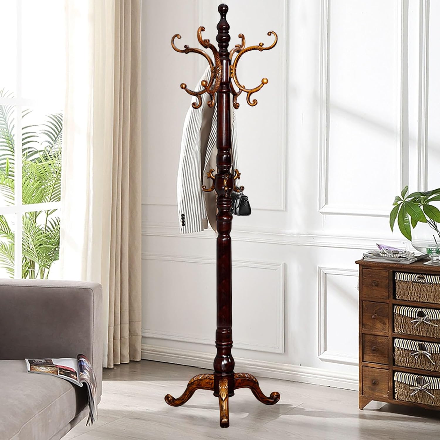 Amazon.com: Yehotty Coat Racks Free Standing, Wooden Coat Stands for ...