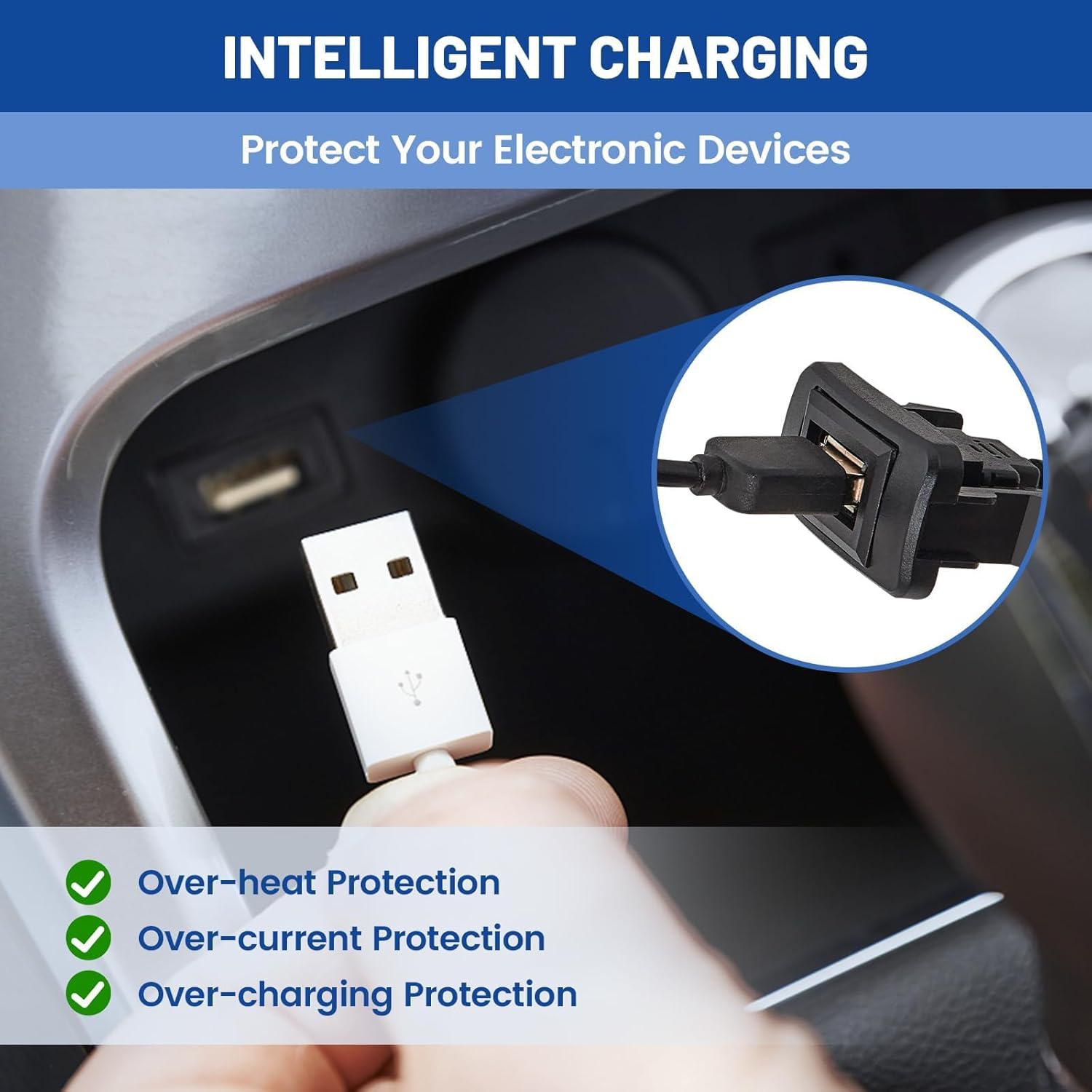 Anina 1.57"x0.87" USB Port Car Charger for Toyota, Male to Female USB ...