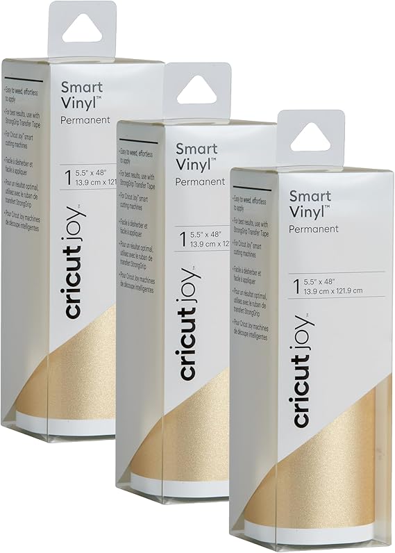 Amazon.com: Cricut Joy Smart Permanent Vinyl, Shimmer Gold - 3-Pack of ...
