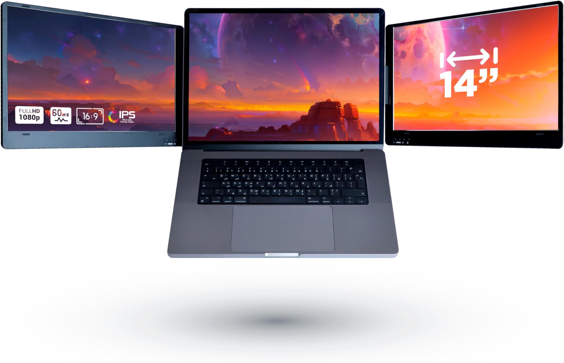 Laptomo 15.6" Extension d'écran pour Ordinateur Portable, Triple Écran ...