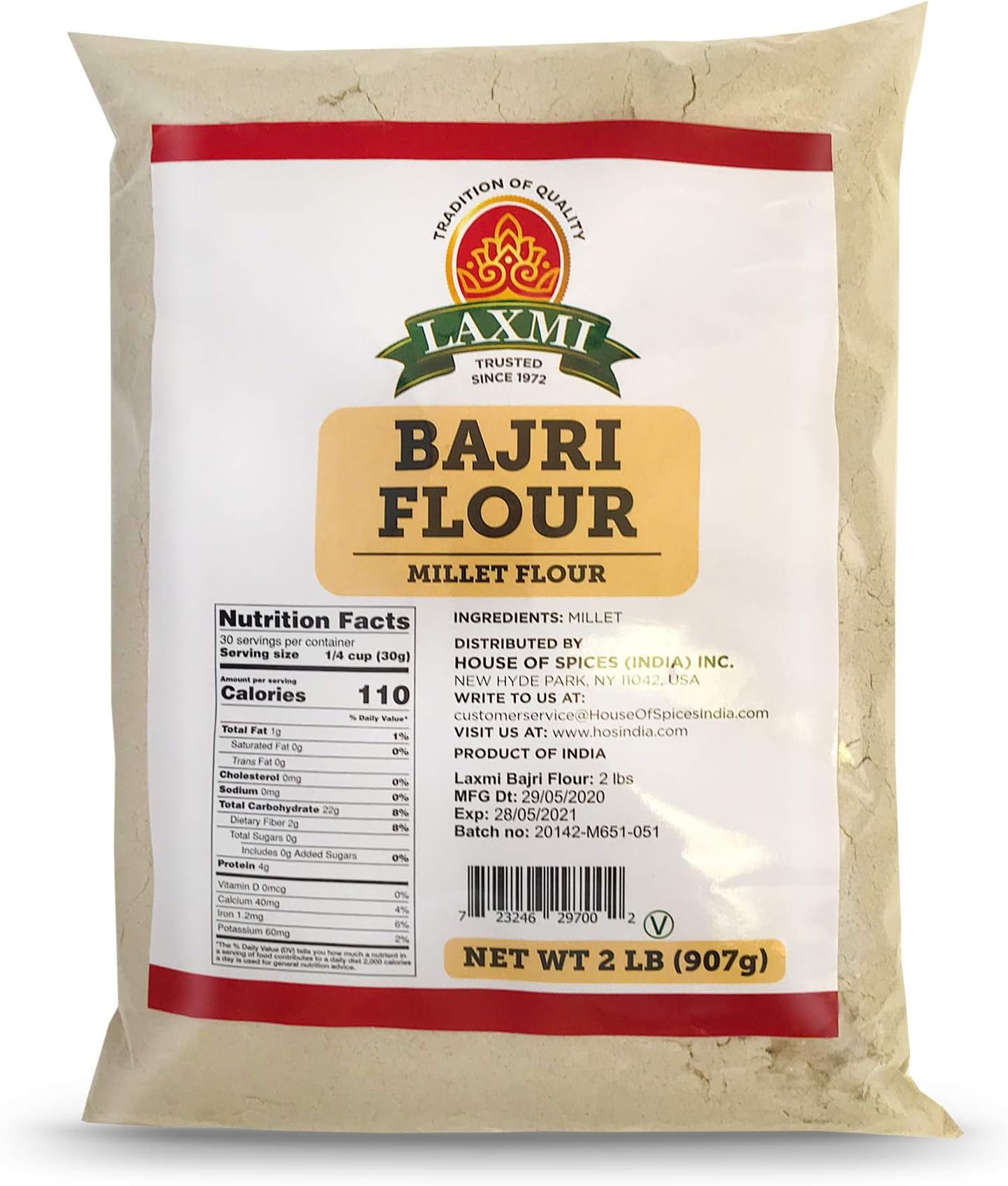 Amazon.com : Laxmi Gram (Besan) Flour - 2lb : Wheat Flours And Meals ...