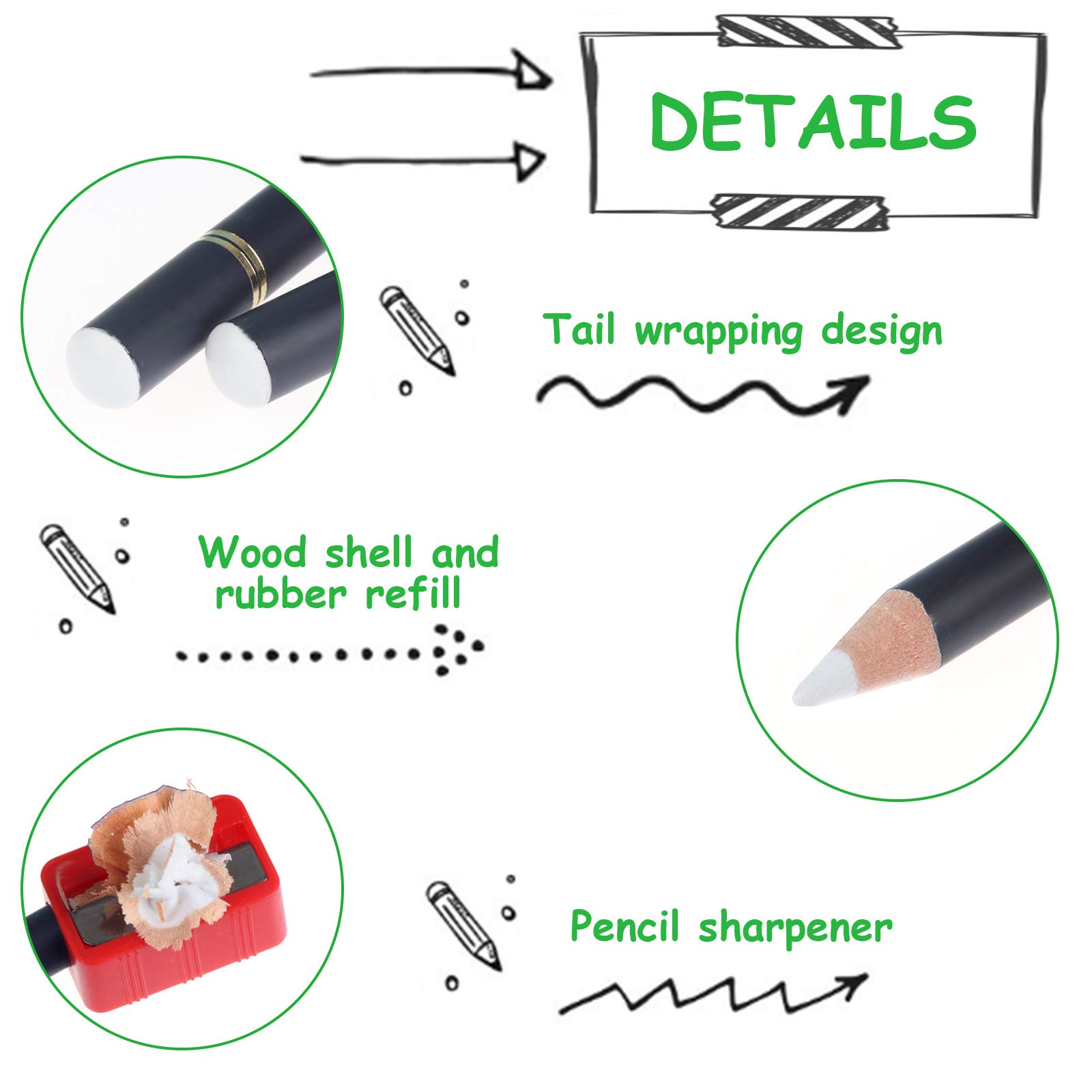 Professional Eraser Pencils Set Brusarth 3pc Erasing Small Details Or ...