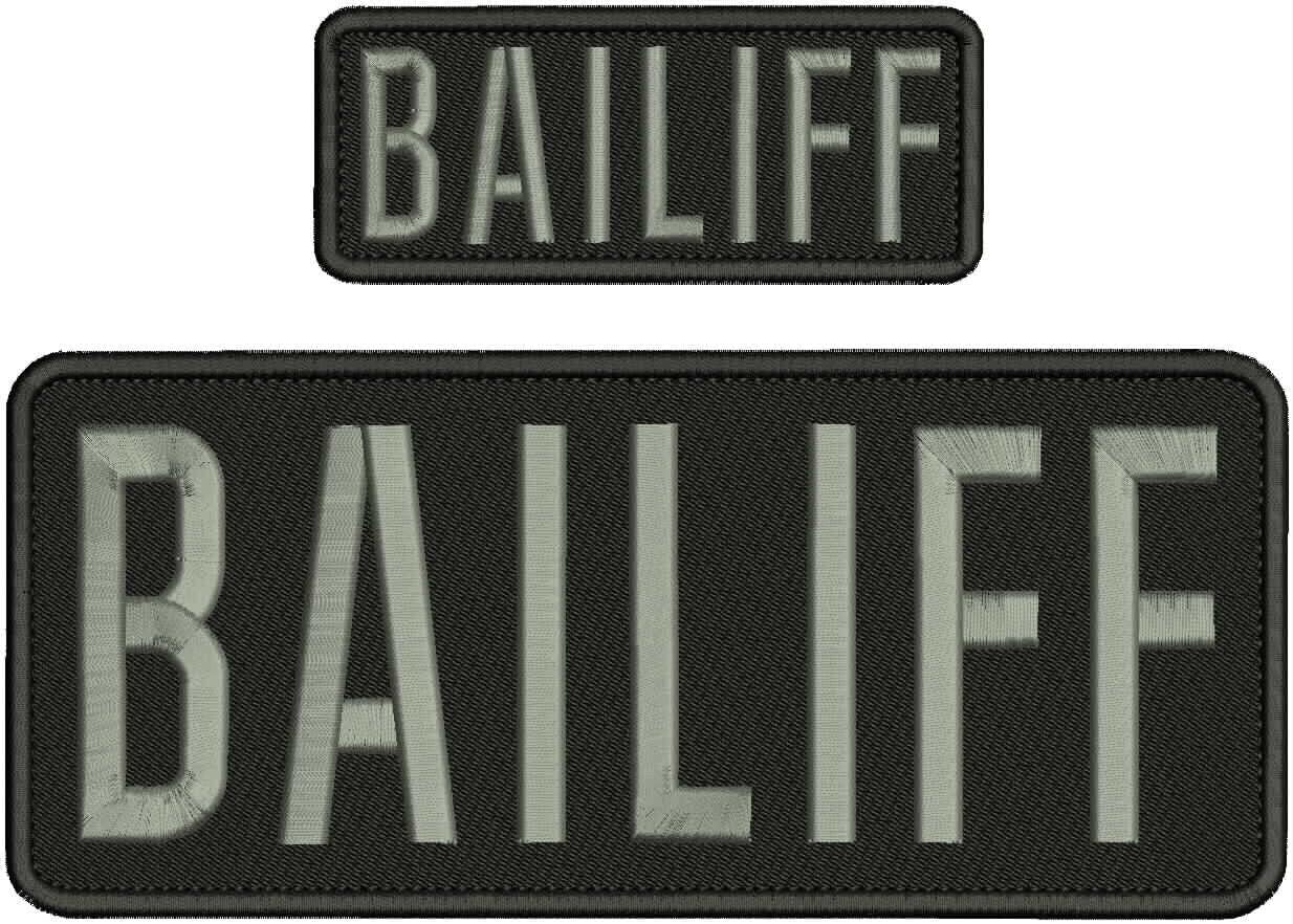 Amazon.com: Bailiff Embroidery Patch 10X4 and 5X2 Hook On Back Black ...