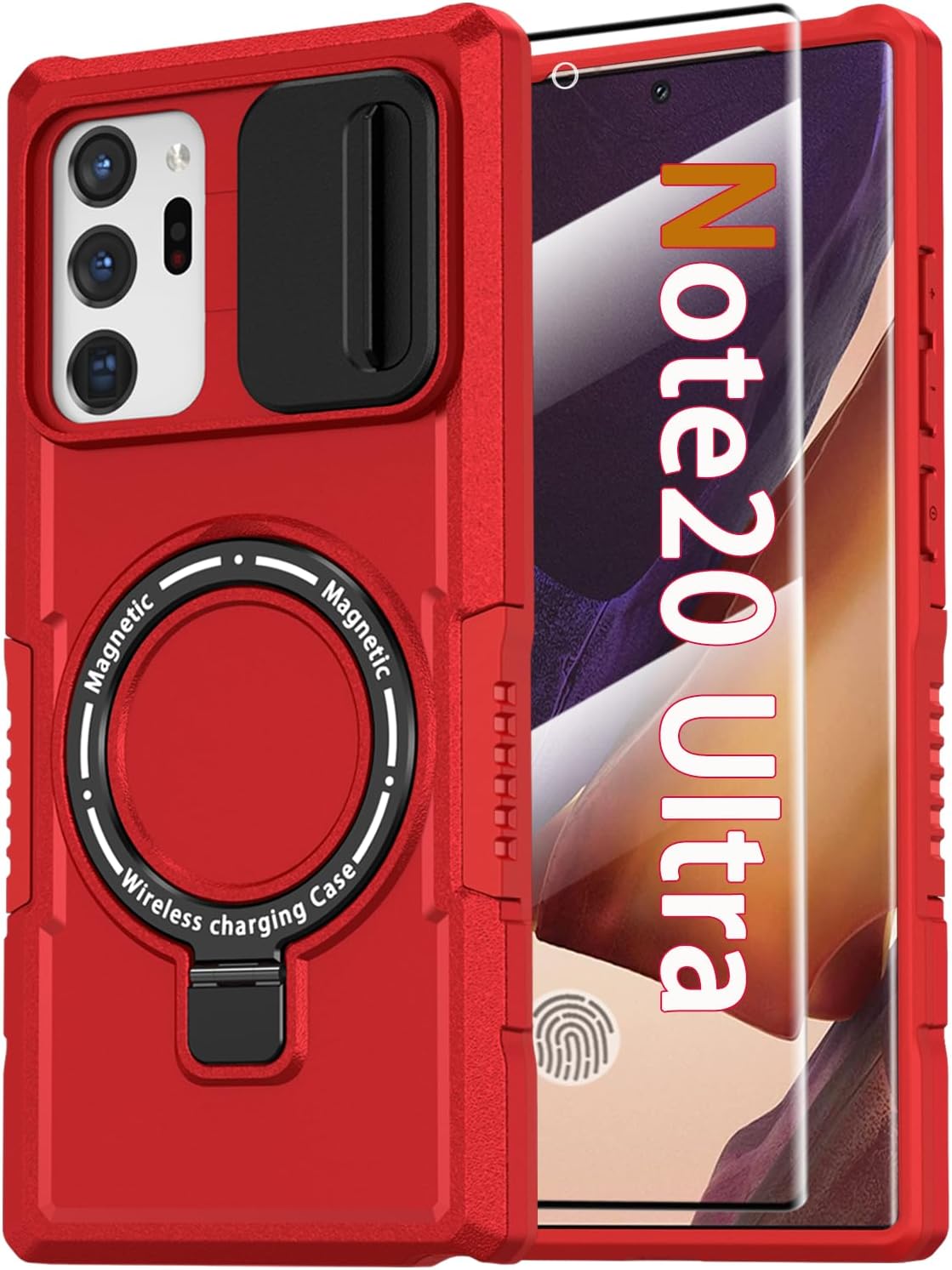 Amazon.com: Magnetic Case for Samsung Galaxy Note 20 Ultra, with Ring ...