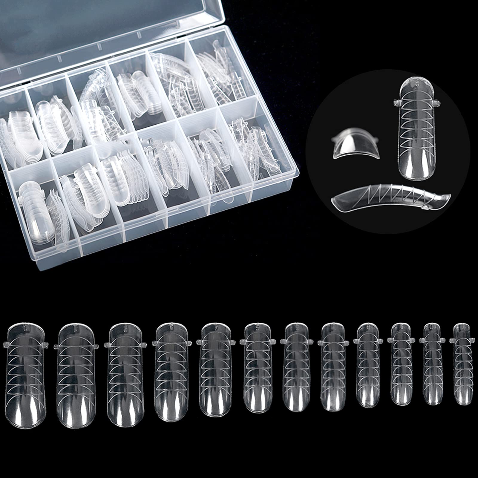 KADS 120PCS Clear Full Cover Dual Nail System Form UV Gel Acrylic Nail ...