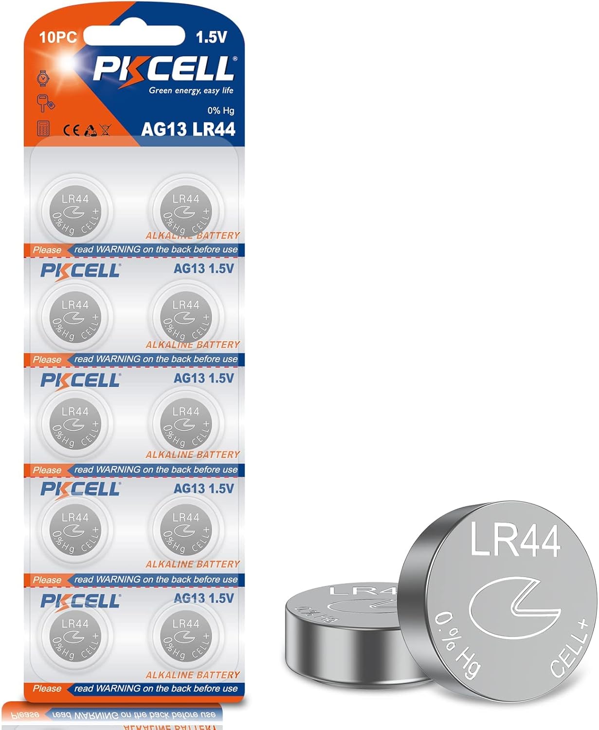 LR44 Batteries 10 Pcs, 1.5V AG13 Button Cell Battery (Replaces: LR44 ...