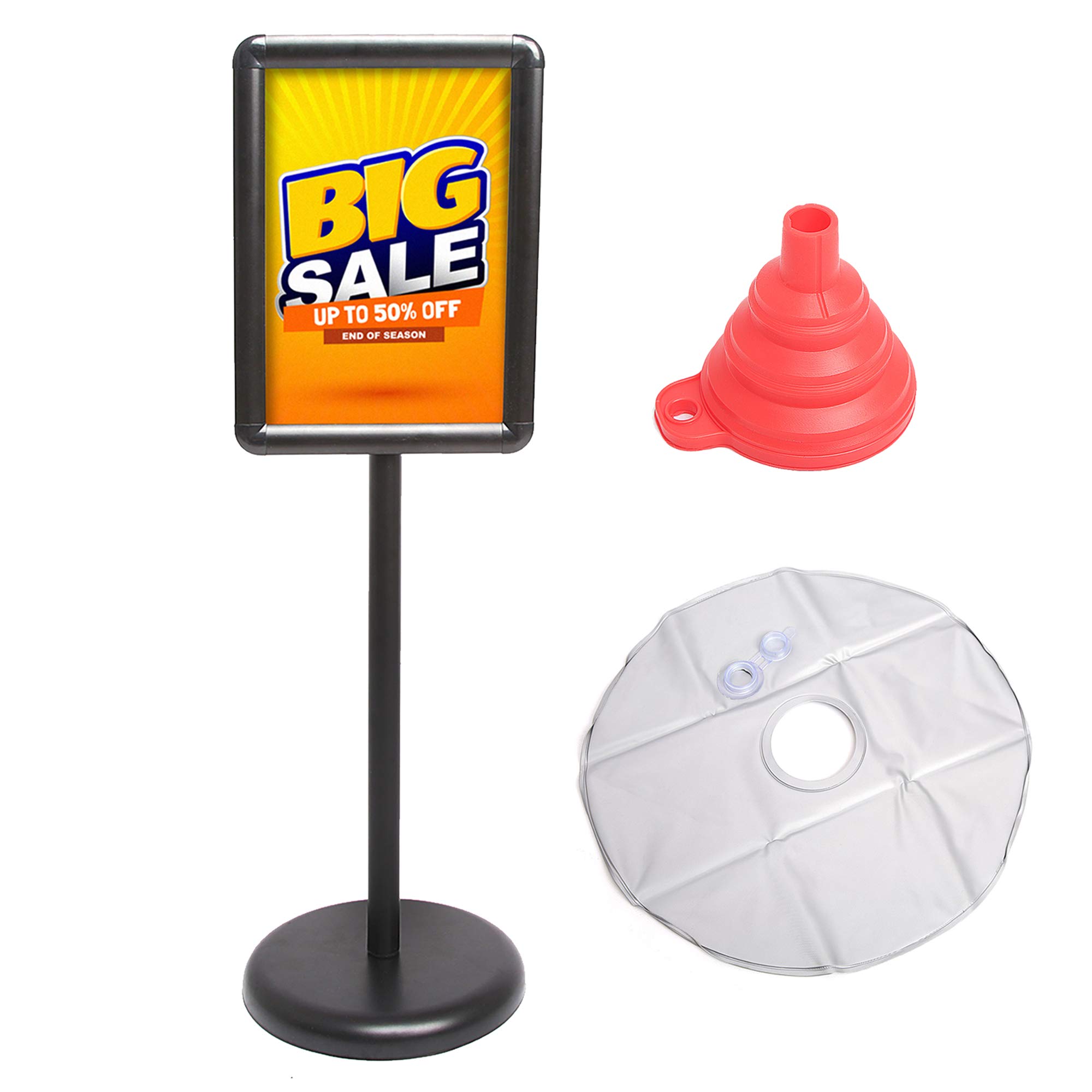 Buy Adjustable Standing Sign Holder with Funnel & Water Bag for Base ...