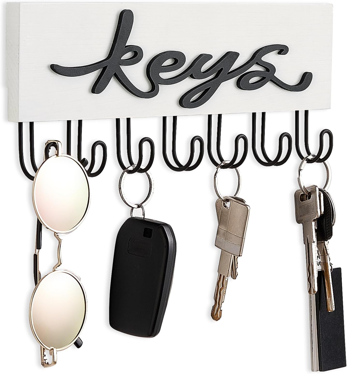 Amazon.com: Deveosa Key Hooks Holder for Wall Decorative - Small White ...