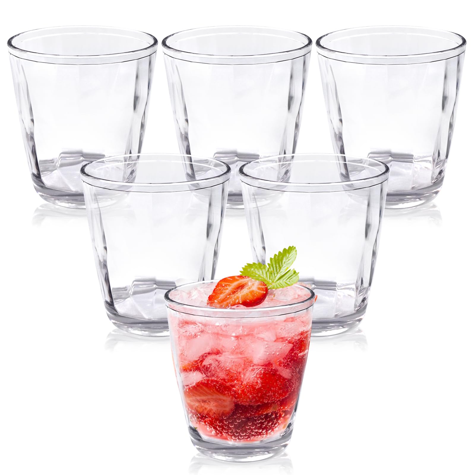 Plastic Drinking Glasses Set of 6, Acrylic Drinking Cups, Clear Tumbler ...