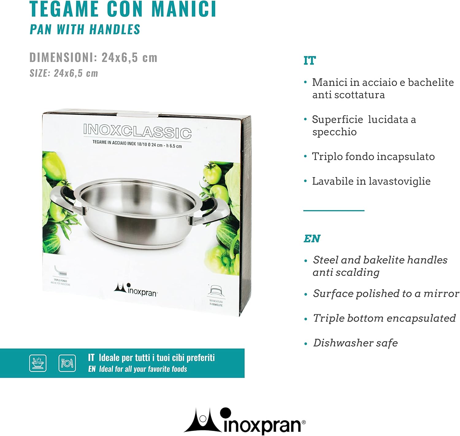 INOXPRAN Classic Saucepan with 2 Handles, Stainless Steel, Grey – BigaMart