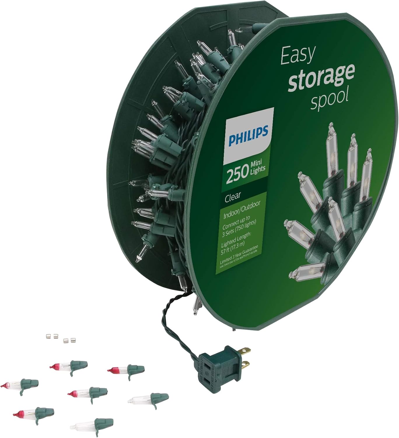 Amazon.com: Philips 250 Incandescent Clear Mini Christmas Lights on ...