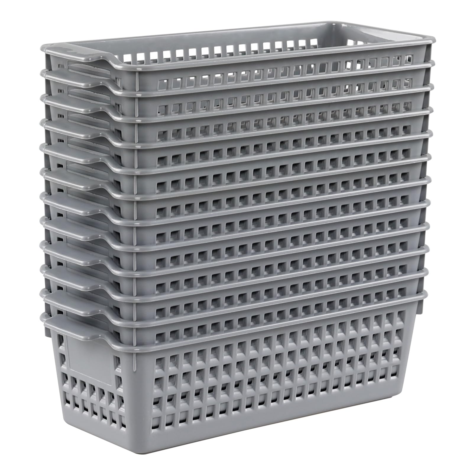 Yuright 12 Pack Narrow Storage Baskets, Plastic Rectangular Baskets ...