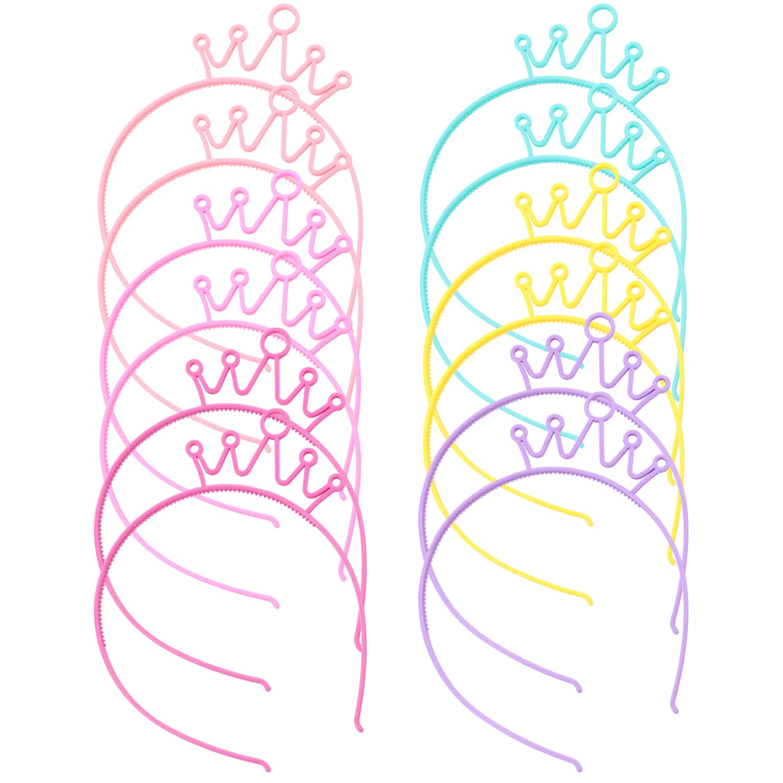 Amazon.com : Dizila 12 Pack/6 Pairs Candy Color Plastic Crown Headbands ...