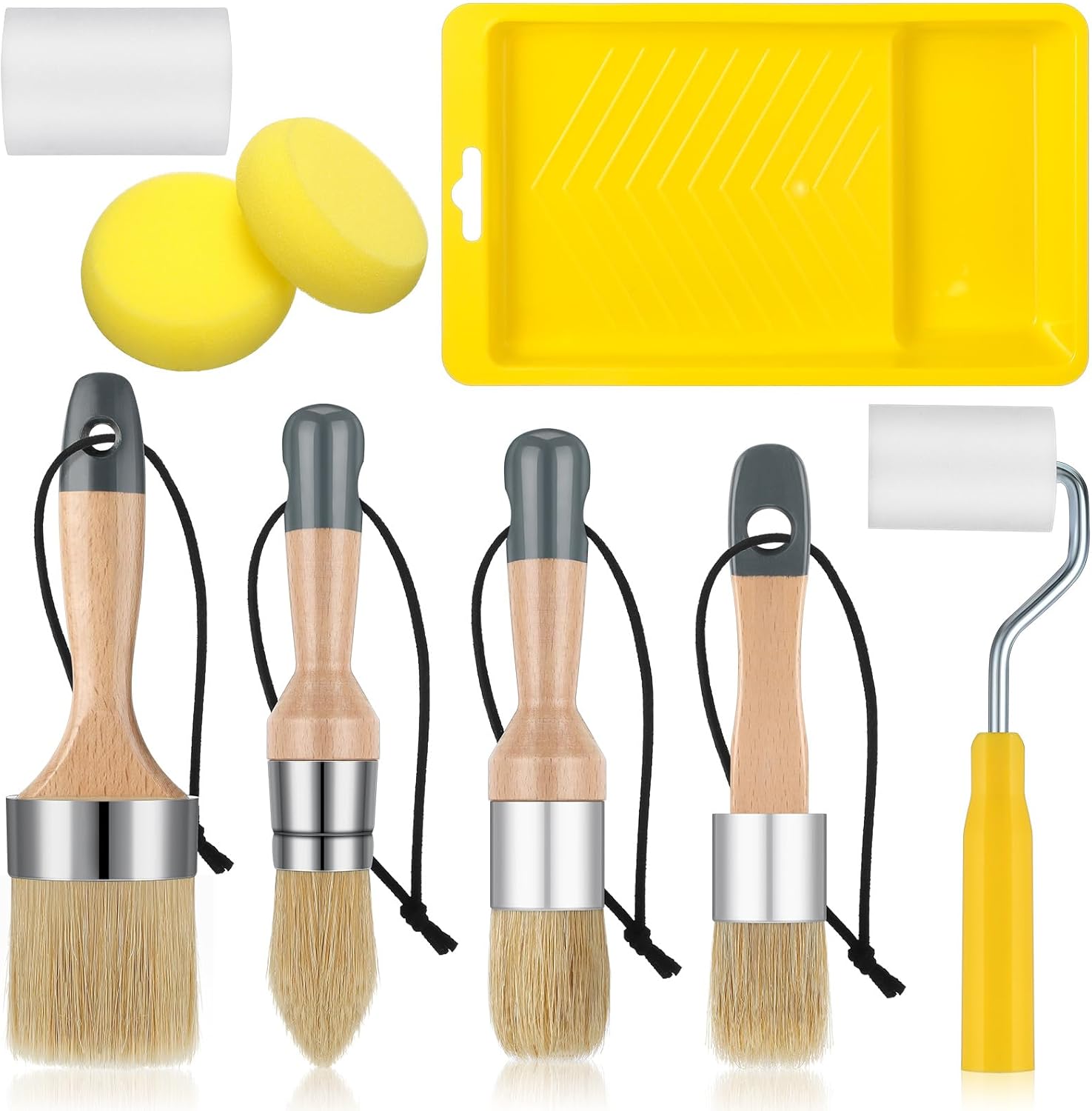 Amazon.com: Sunnychicc 10 Pcs Chalk Paint Brush Kit, Small Round and ...