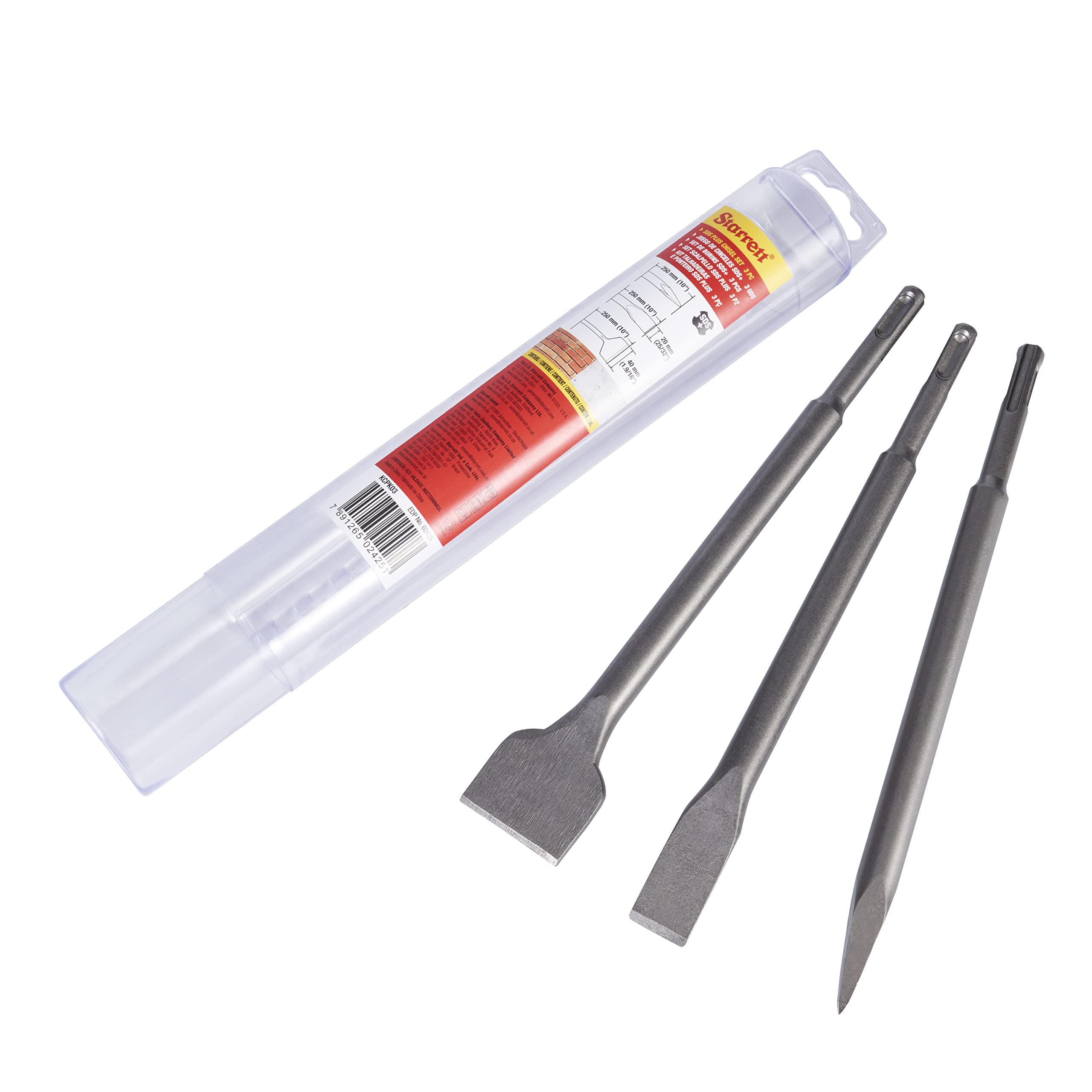 Starrett SDS Plus Chisel Set - 3 Piece KCPK03 Ideal Quality Wide Flat ...