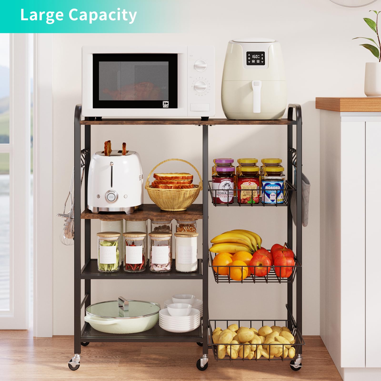 Snapklik.com : HapiRm Rolling Kitchen Microwave Cart - 4 Tier Microwave ...