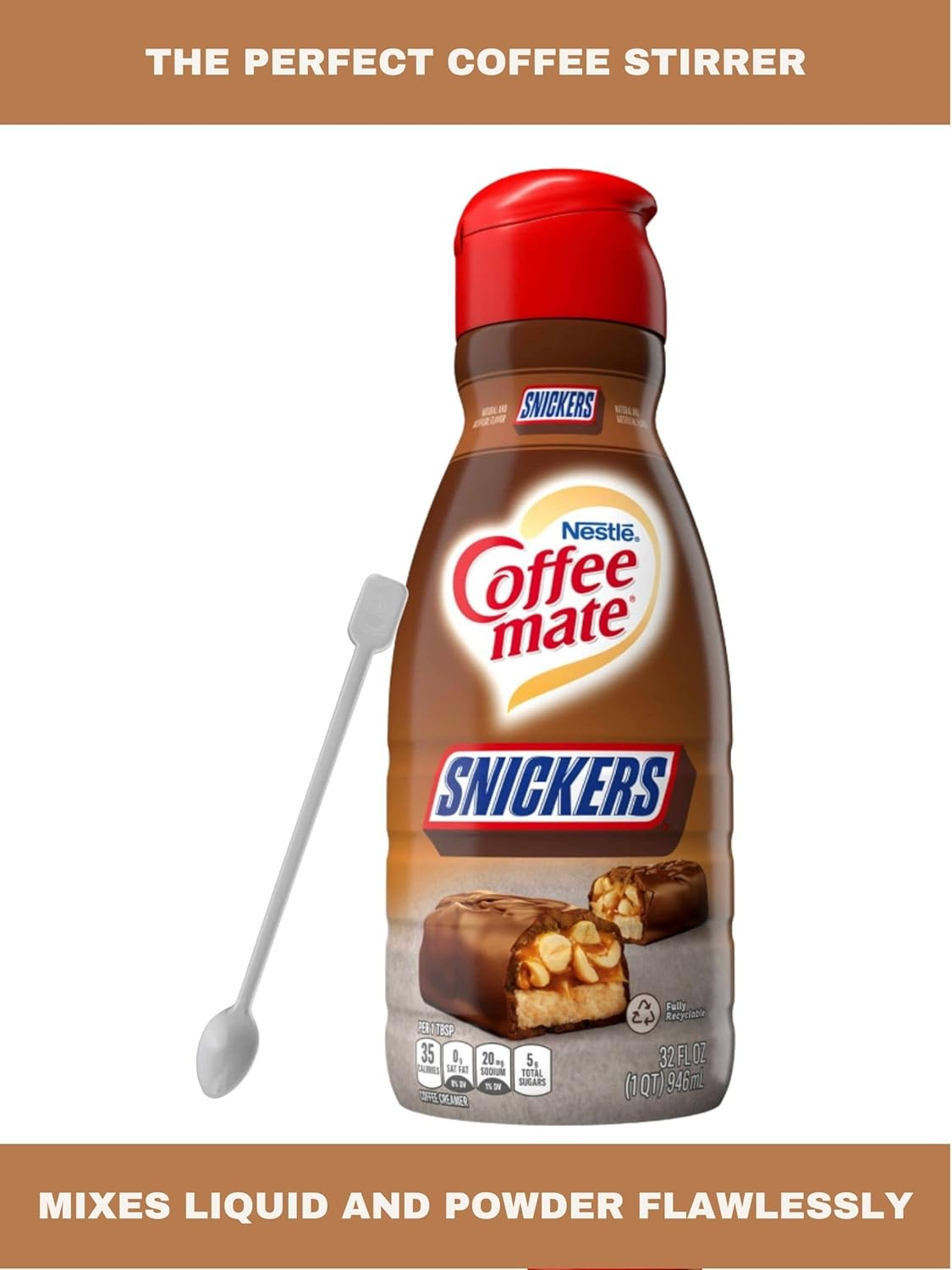 Snickers – Paquete de crema de café dos 2 botellas de 32 onzas líquidas ...