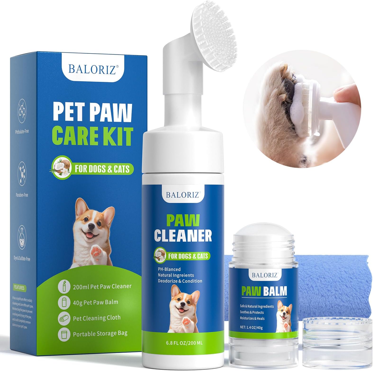 Amazon.com : Dog Paw Care Kit, Dog Paw Cleaner for Dogs & Cats (6.8oz ...