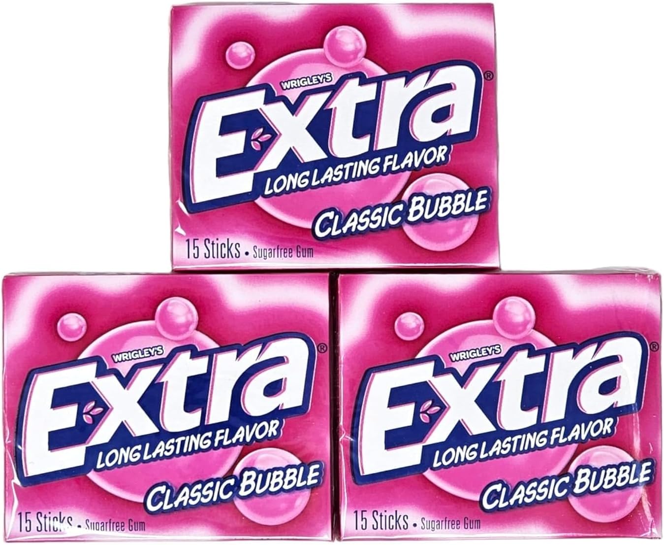 Amazon.com : Extra Sugar-Free Chewing Gum Classic Bubble Gum, Long ...