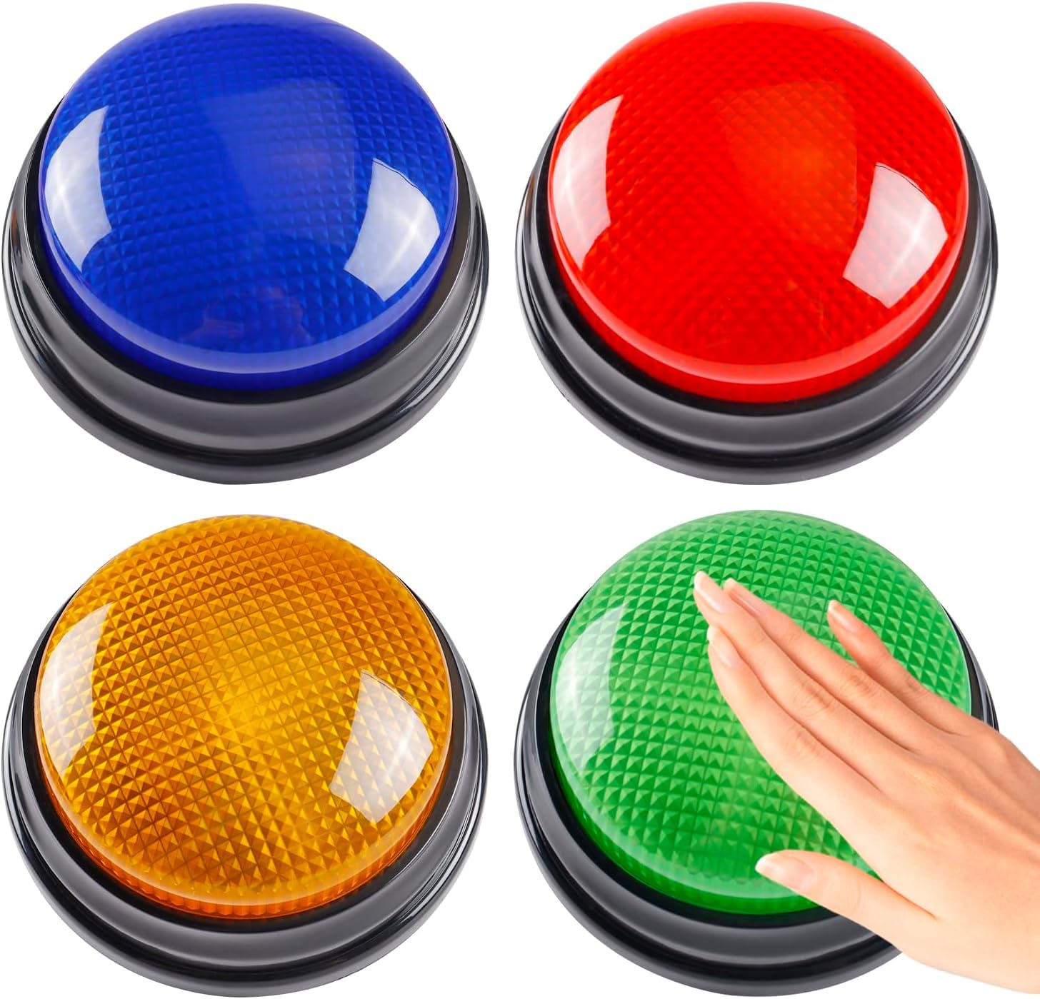 4-Pack Answer Buzzers for Trivia Games: Game Show Buzzers for Kids, Game Buzzers for Classroom ...