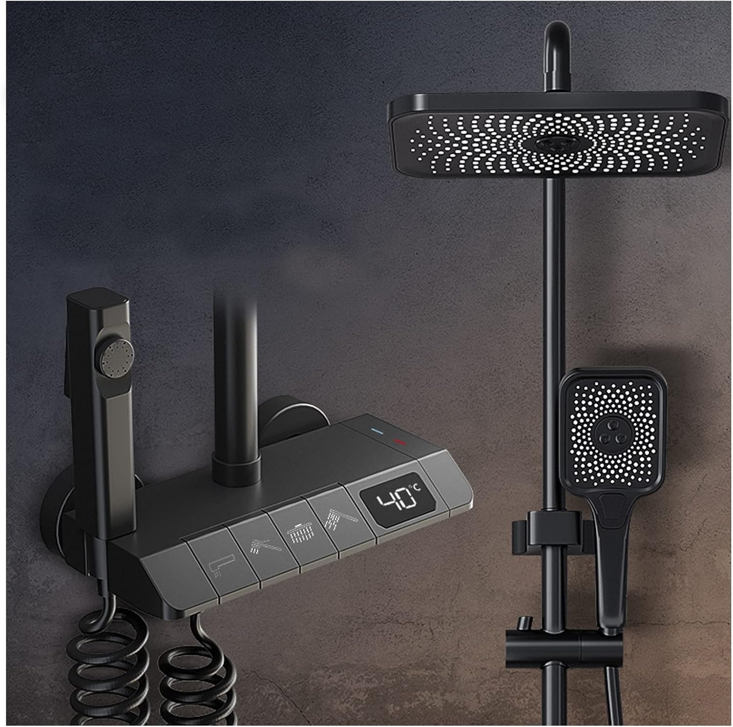 Shower system, Thermostatic Shower System, Led Temperature Display, 4 ...
