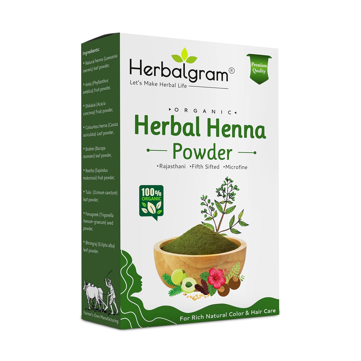Buy Herbalgram 100% Organic Rajasthani Combo Herbal Henna Powder for ...