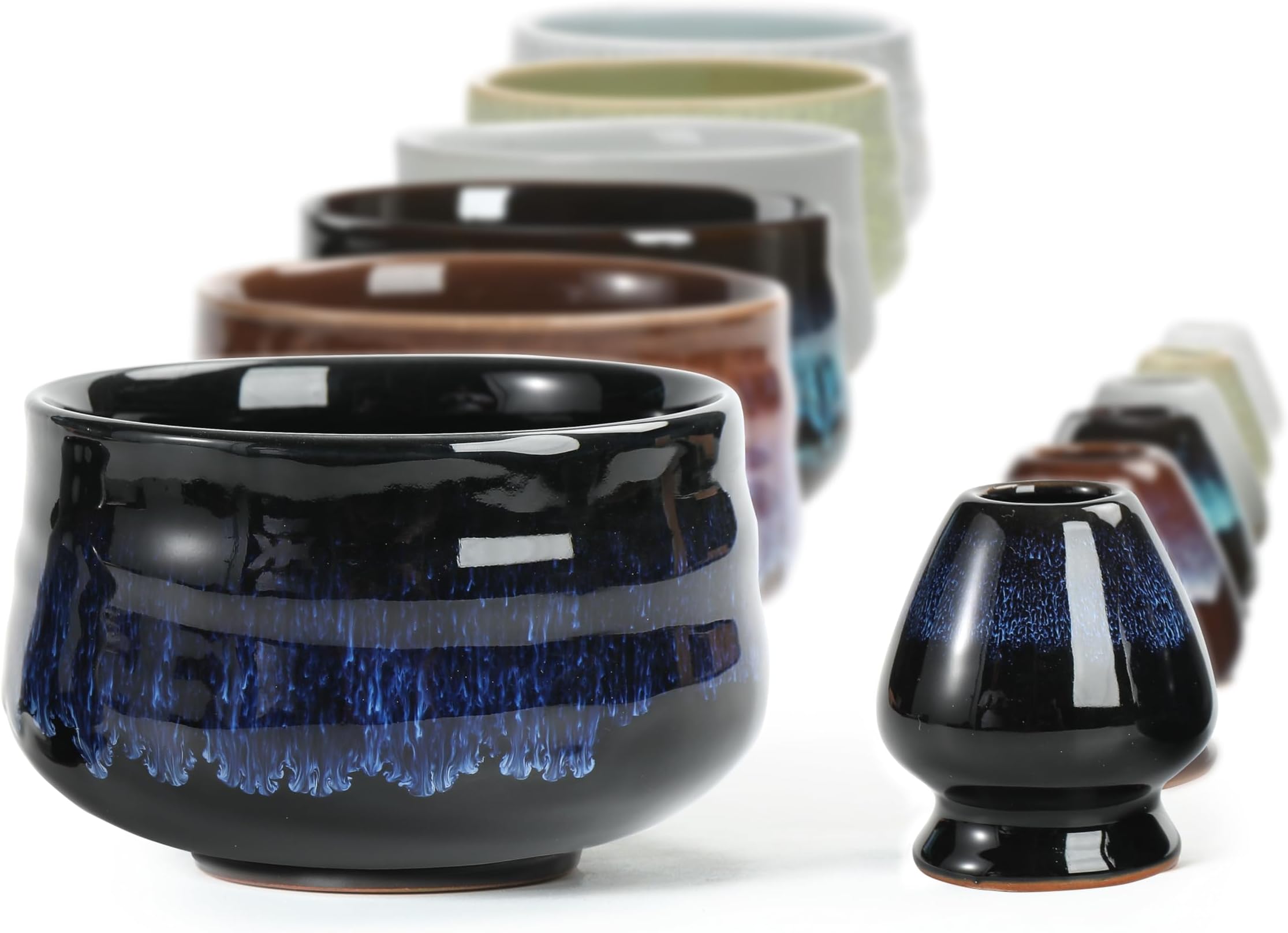 TEANAGOO Japanese Natural Rock Texture Matcha Chawan with Whisk Rest ...