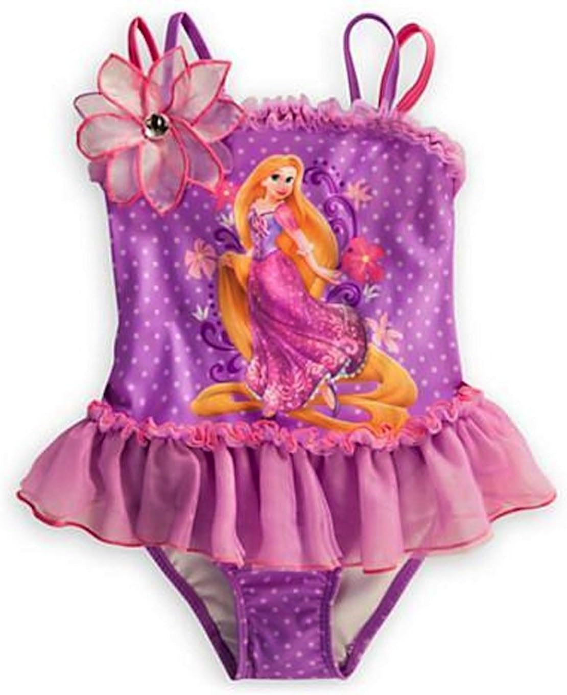Disney Store Girls Princess Rapunzel Tangled Deluxe One Piece Swimsuit ...