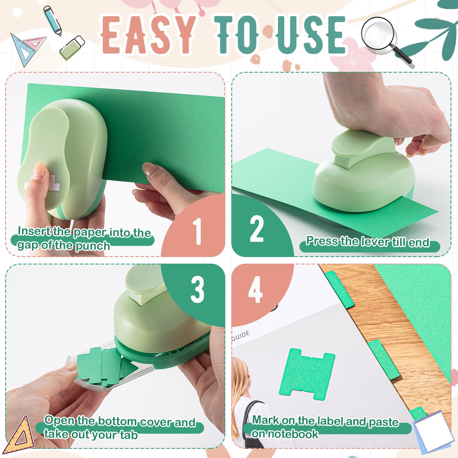 Snapklik.com : 2 Pcs File Tab Punch 2 Shapes DIY File Tab Puncher For ...